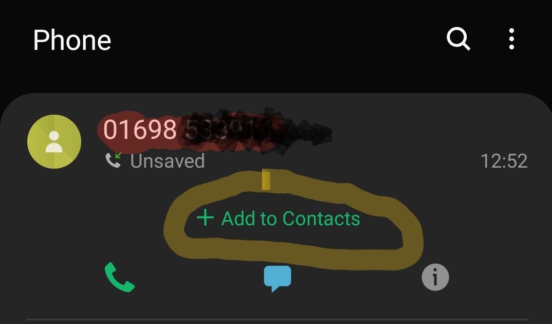 Solved: How to add recent call to contacts? - Samsung Community