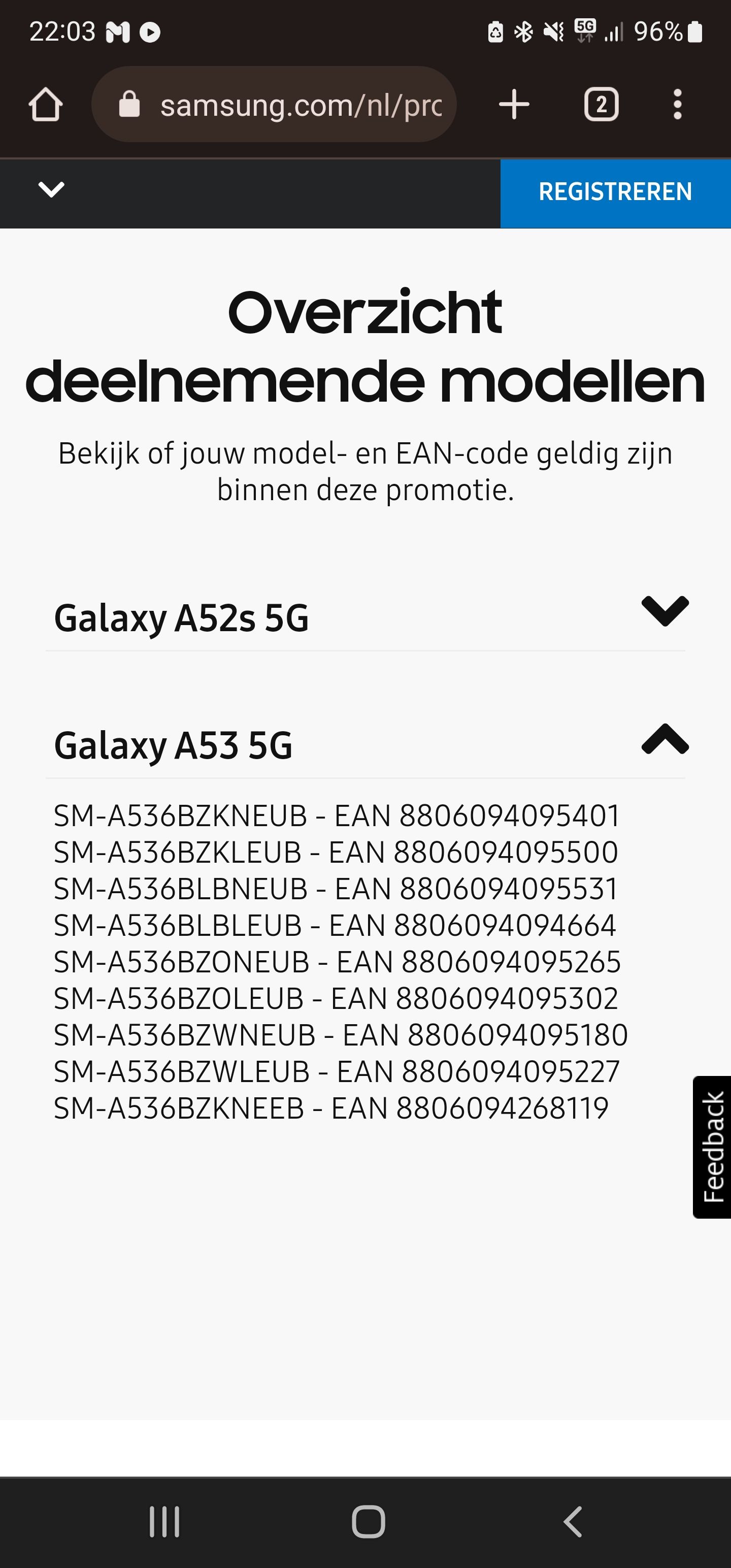 Opgelost: Ean code klopt niet bij cashback actie - Samsung Community