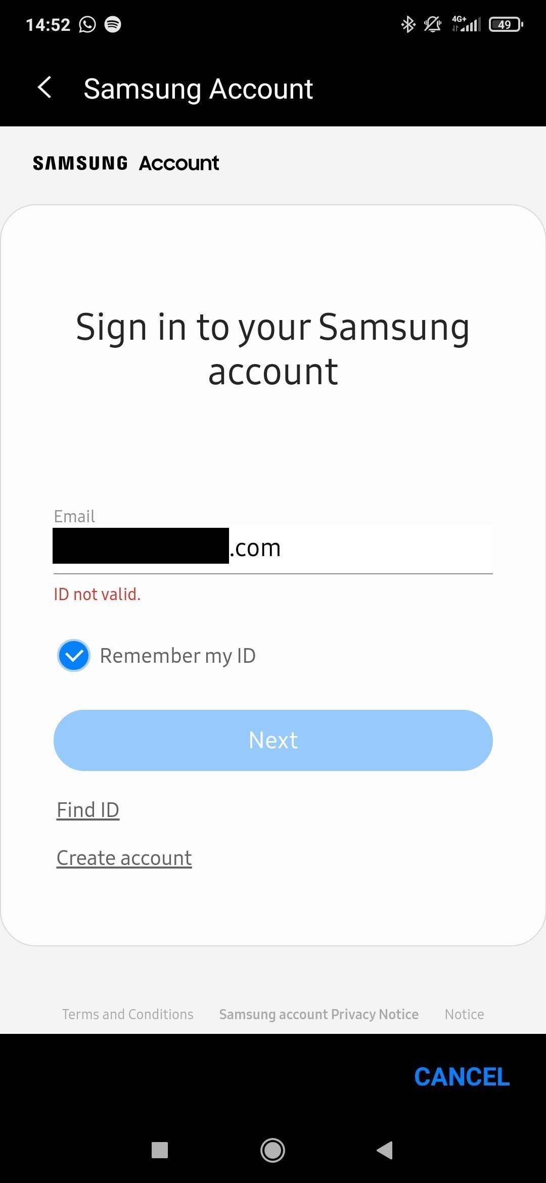 Solved: Samsung Pay - says my ID is invalid but when I login into ...