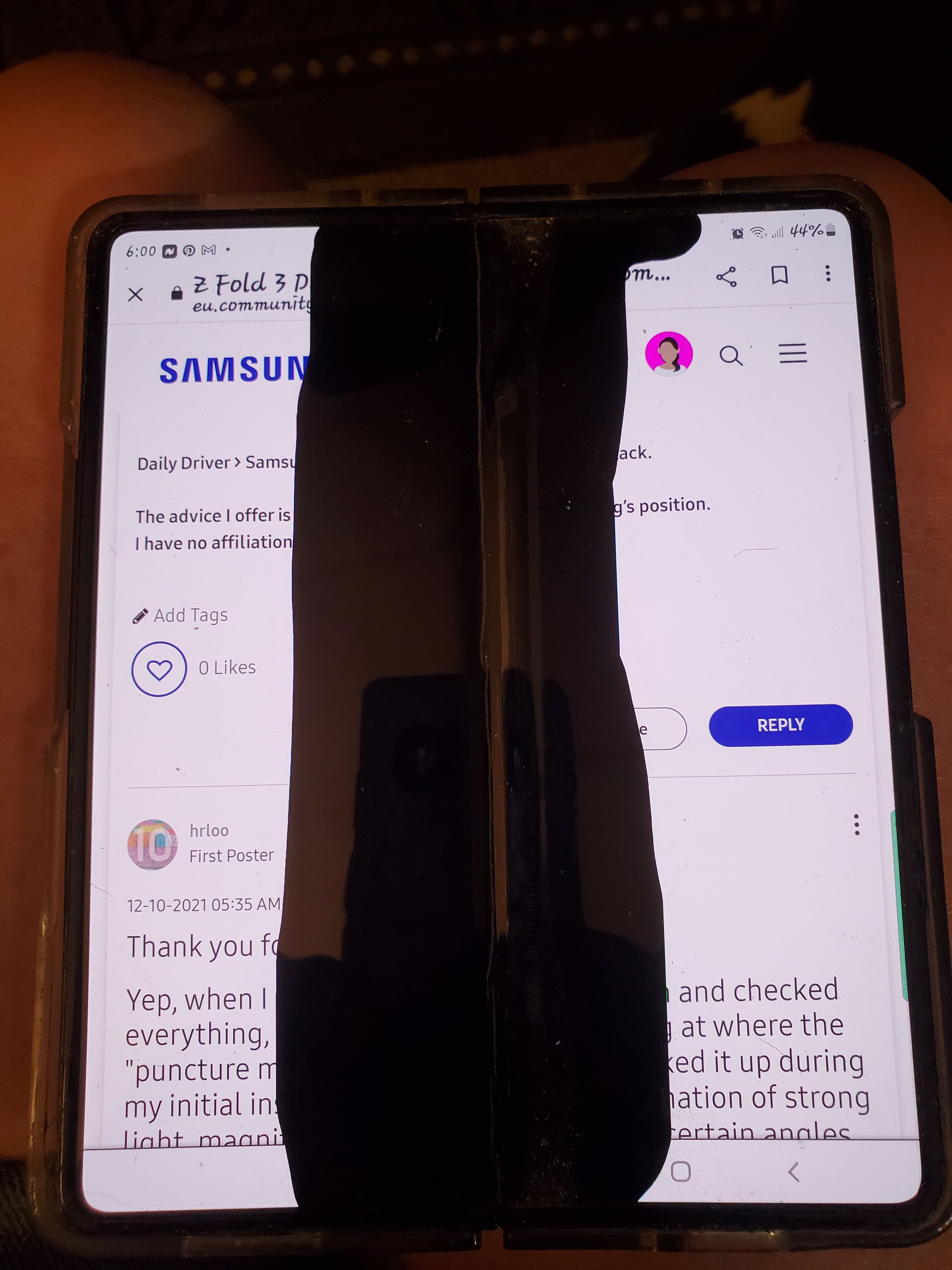 Z Fold 3 Damaged Pixel - Samsung Community
