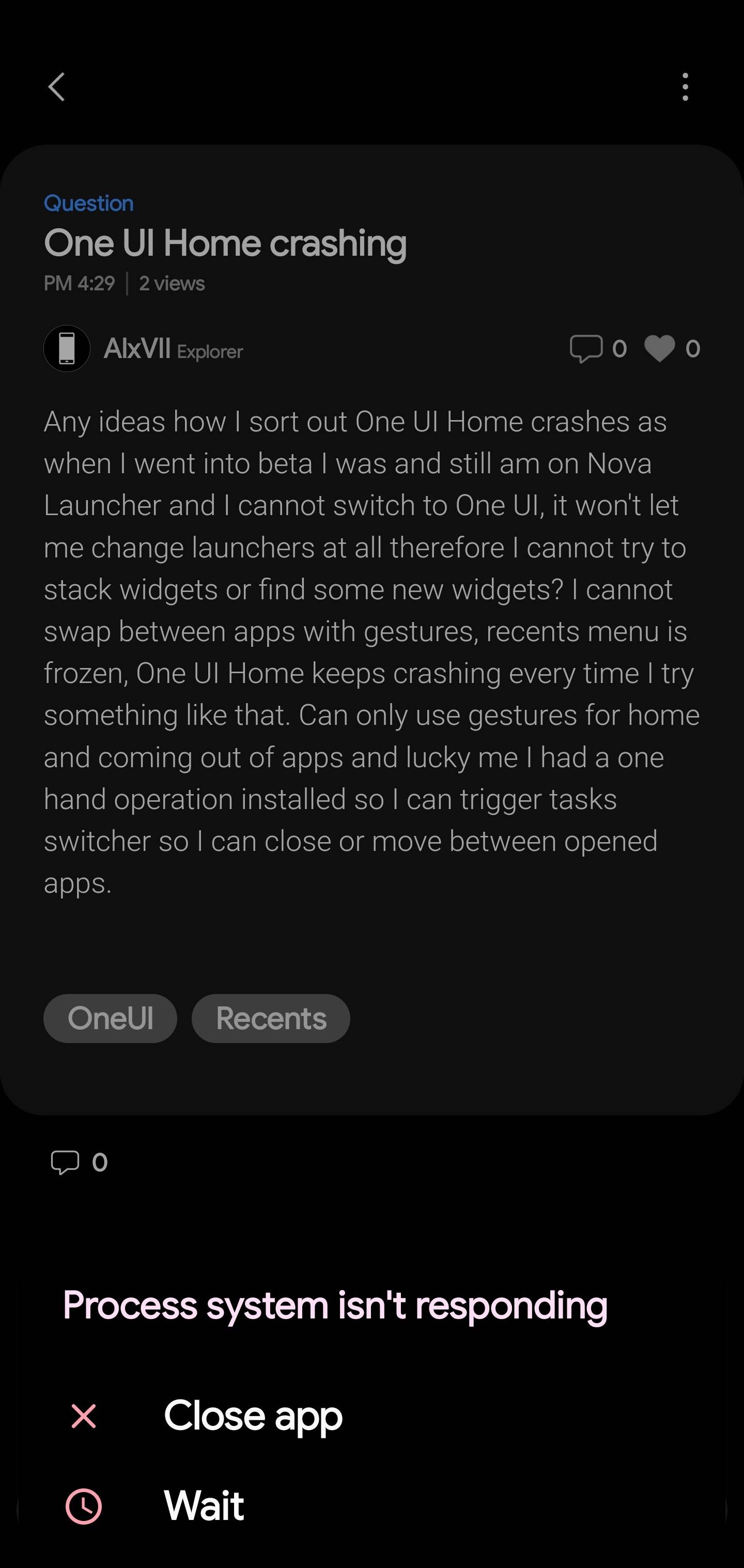 One UI Home crashing - Samsung Community