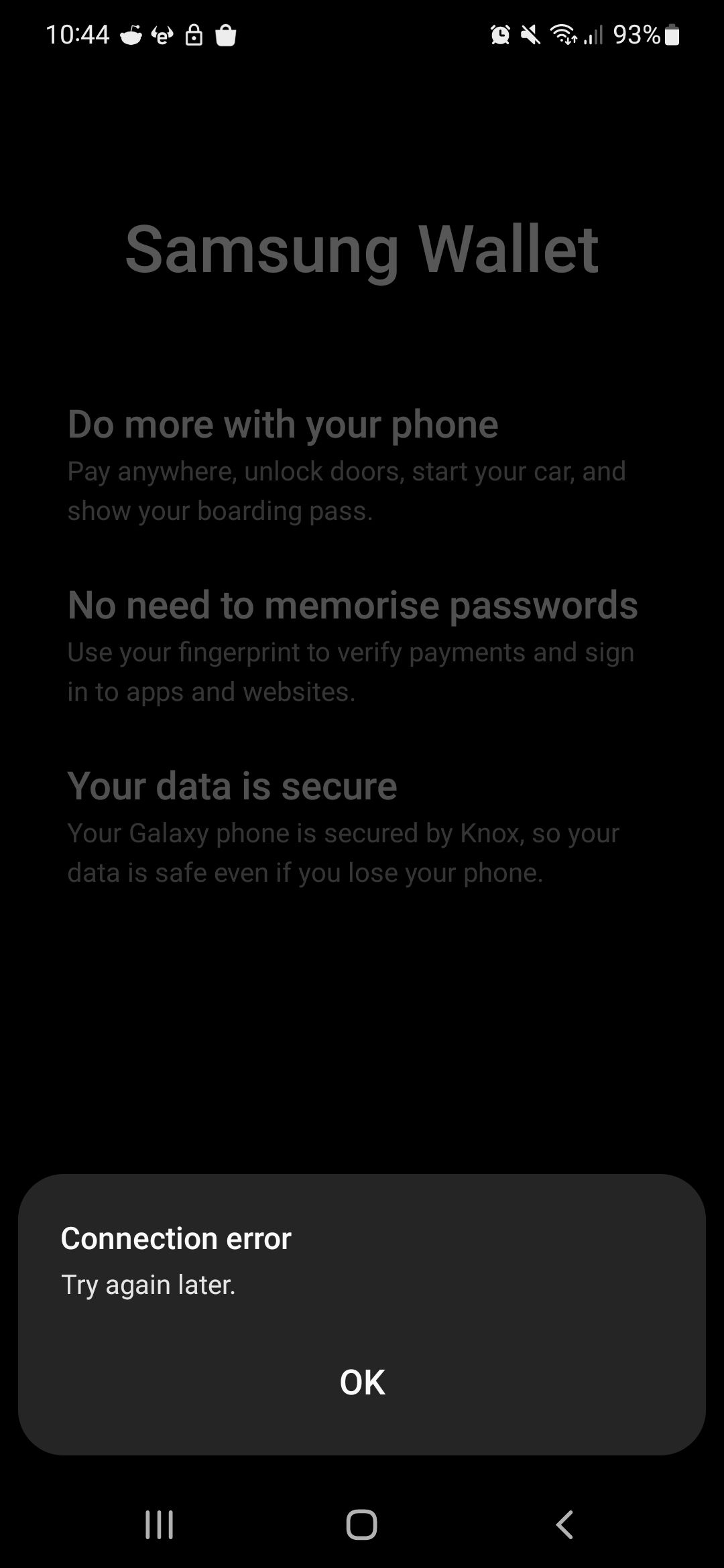 Samsung wallet connection error - Samsung Community