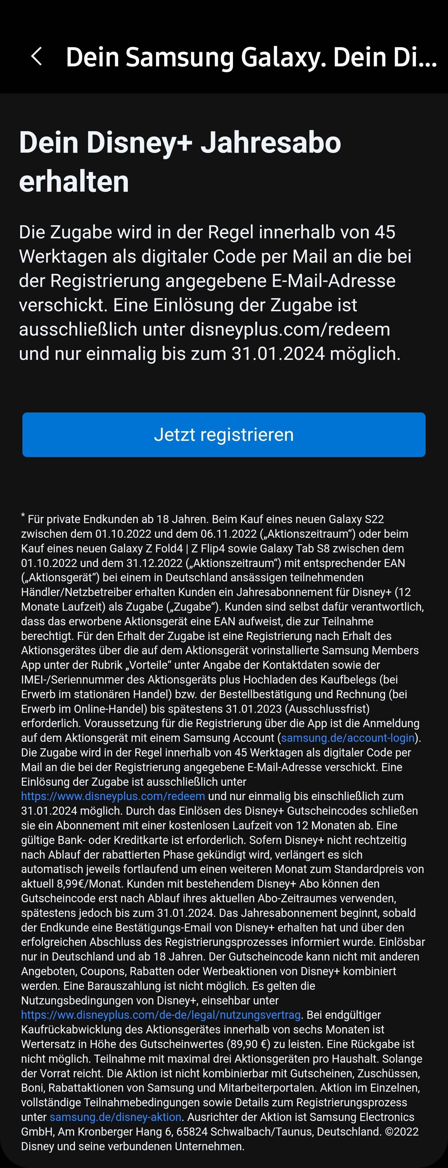 Disney+-Aktion - Samsung Community