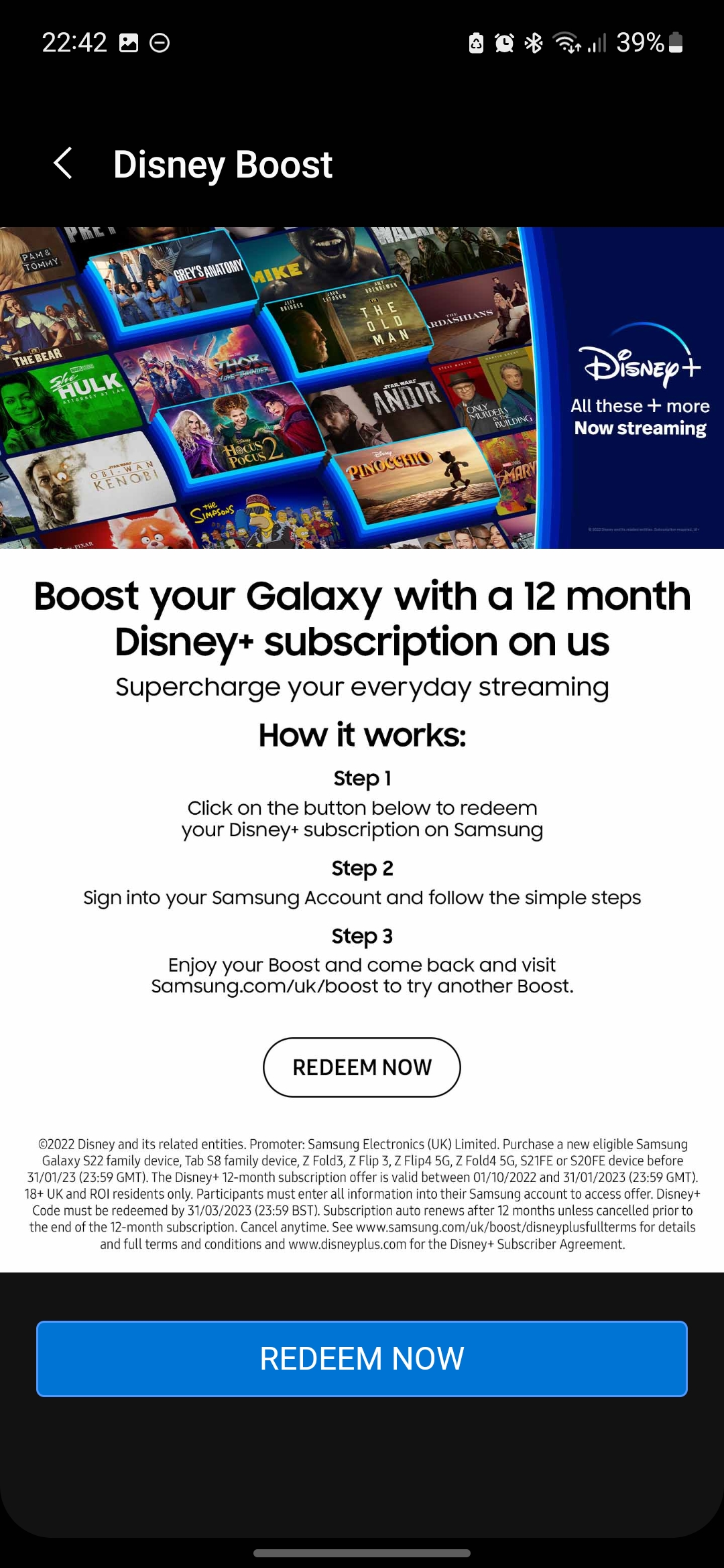 Can't redeem Disney Subscription - Samsung Community