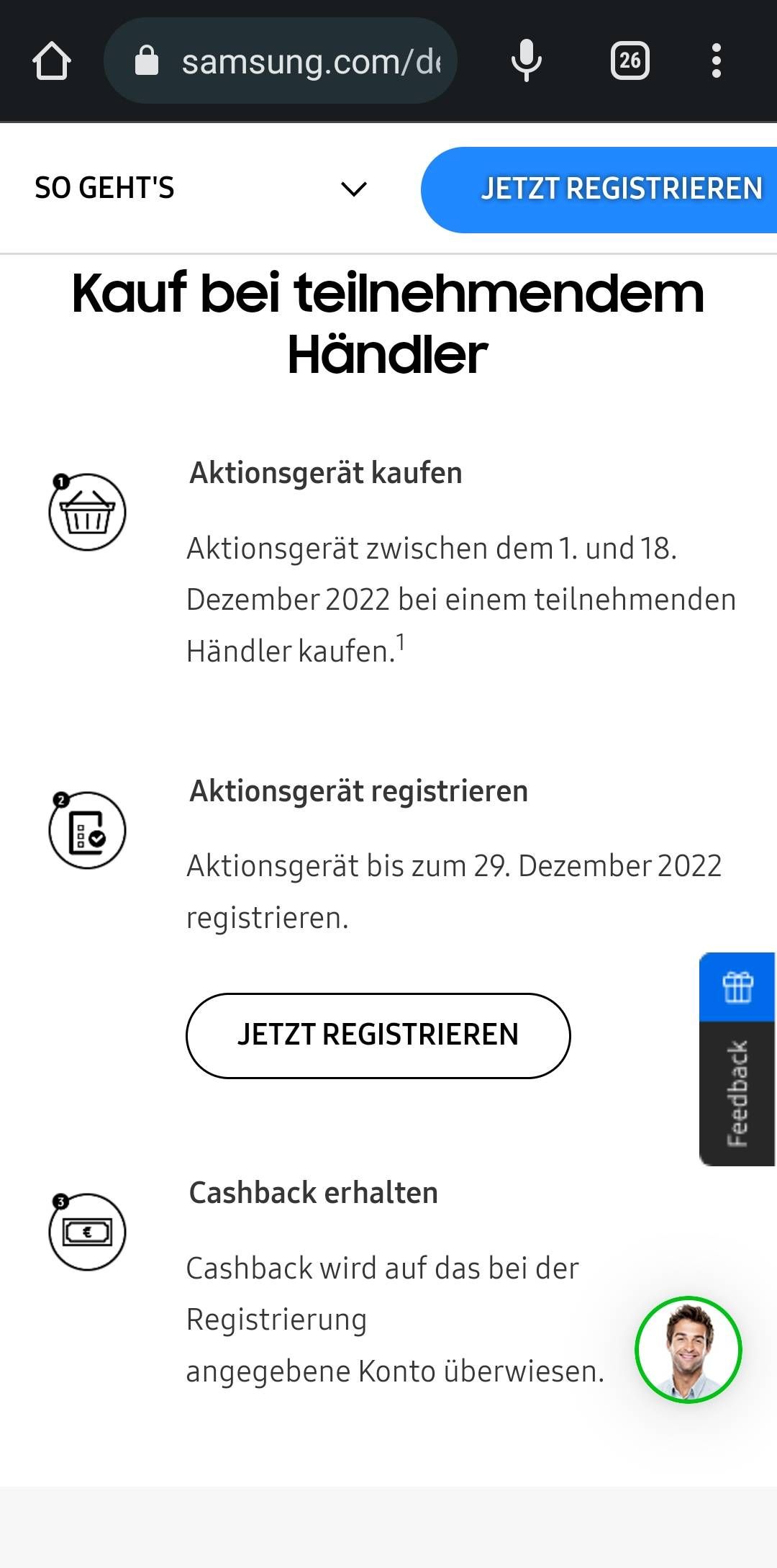 Gelöst: Cashback Link Dezember 2022 - Samsung Community