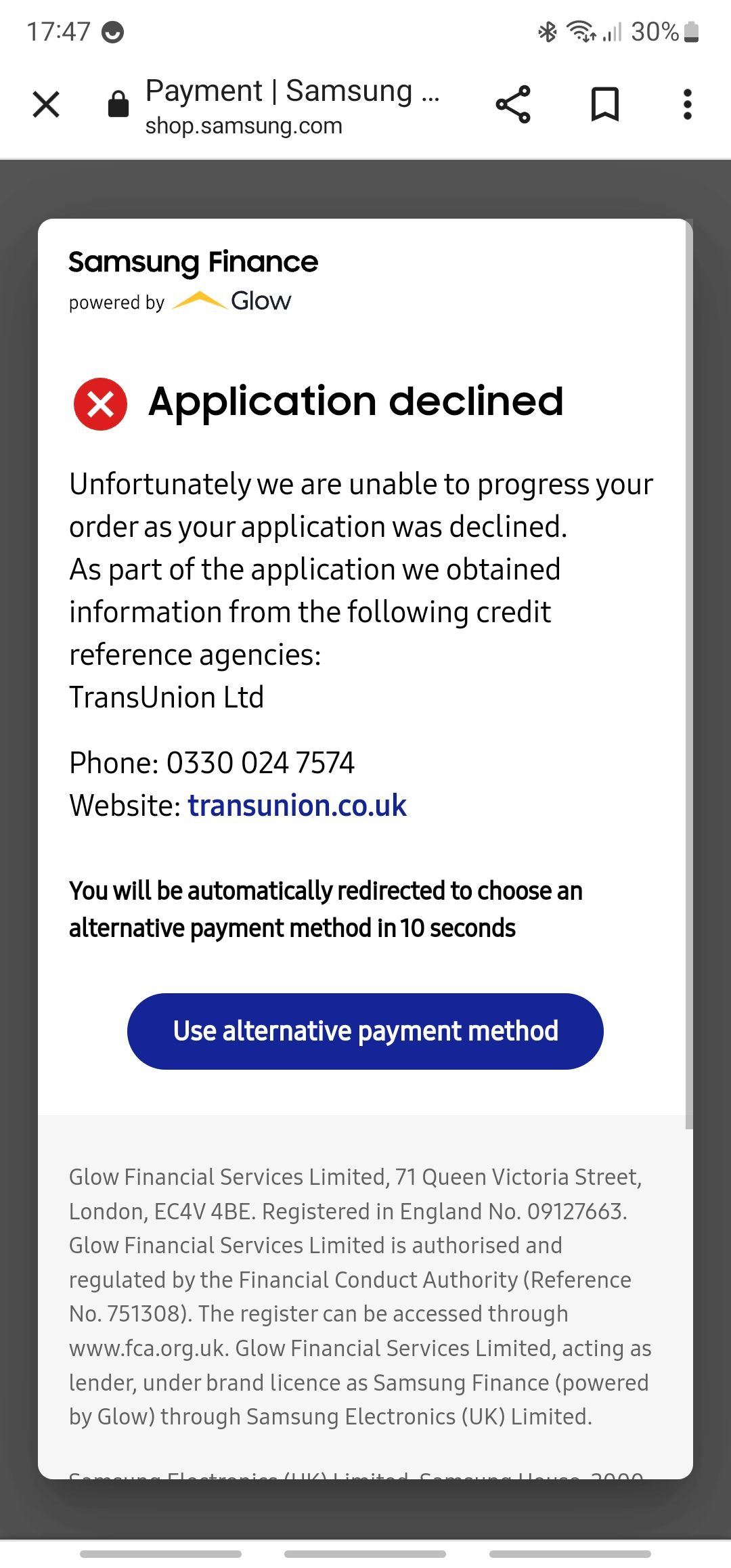 S23 Failed purchase. Samsung Finance issue? - Samsung Community
