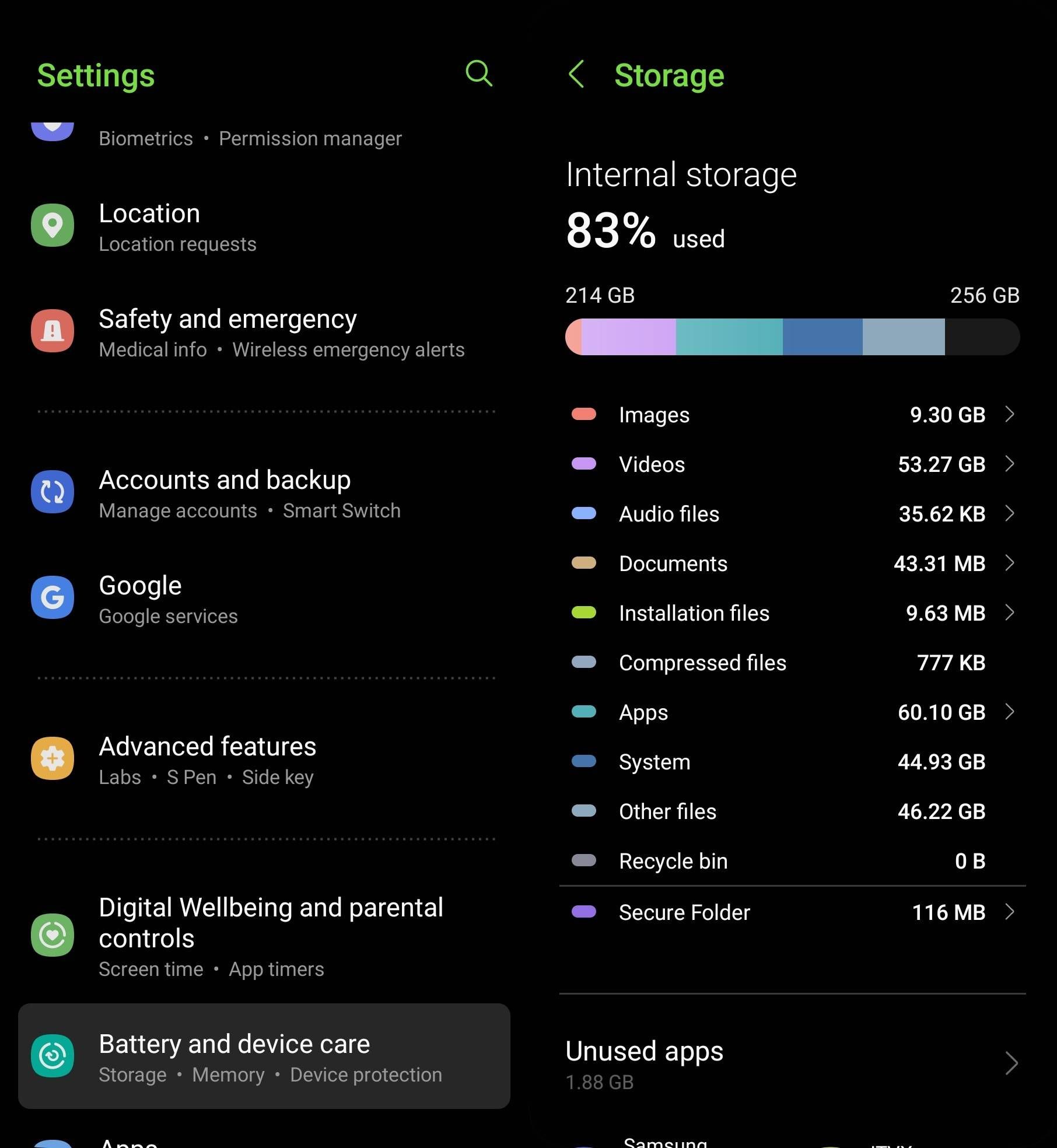Why does the system take up 115GB of my storage? - Samsung Community