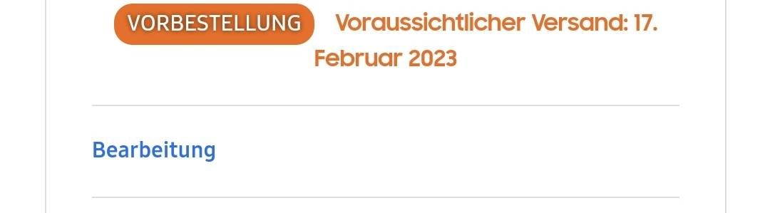 Versandstatus bei Bestellungen des S23U die am 07.02 oder später ...