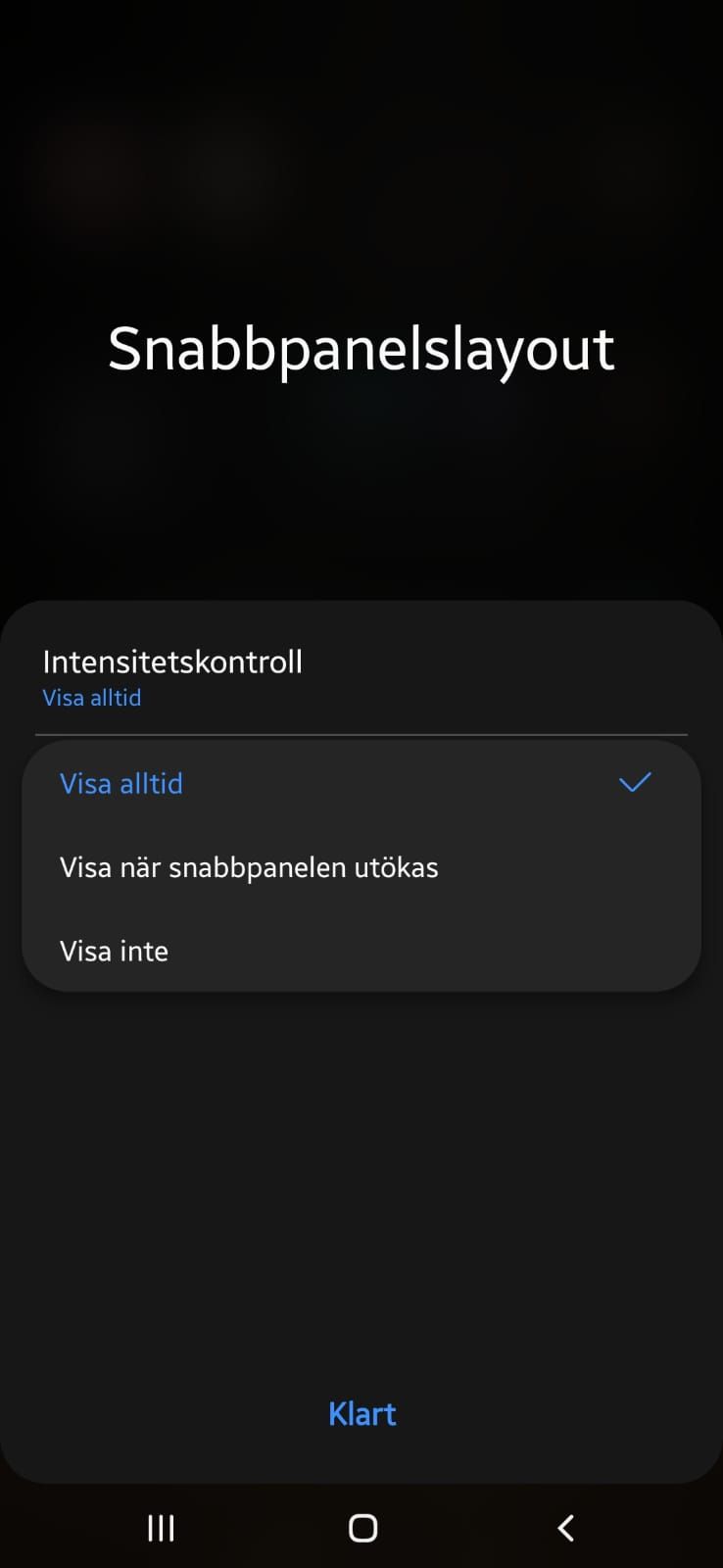 "Quick panel layout" visibility options - Samsung Community