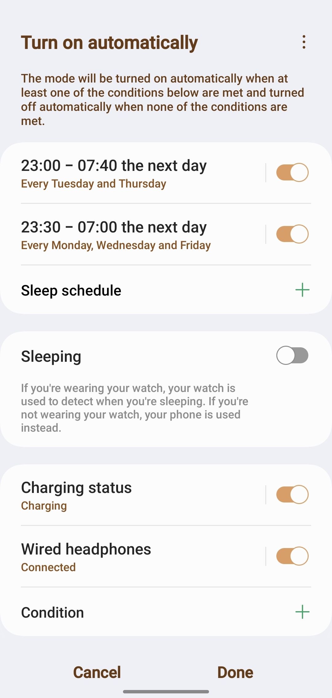 Combined rules for sleep mode - Samsung Community
