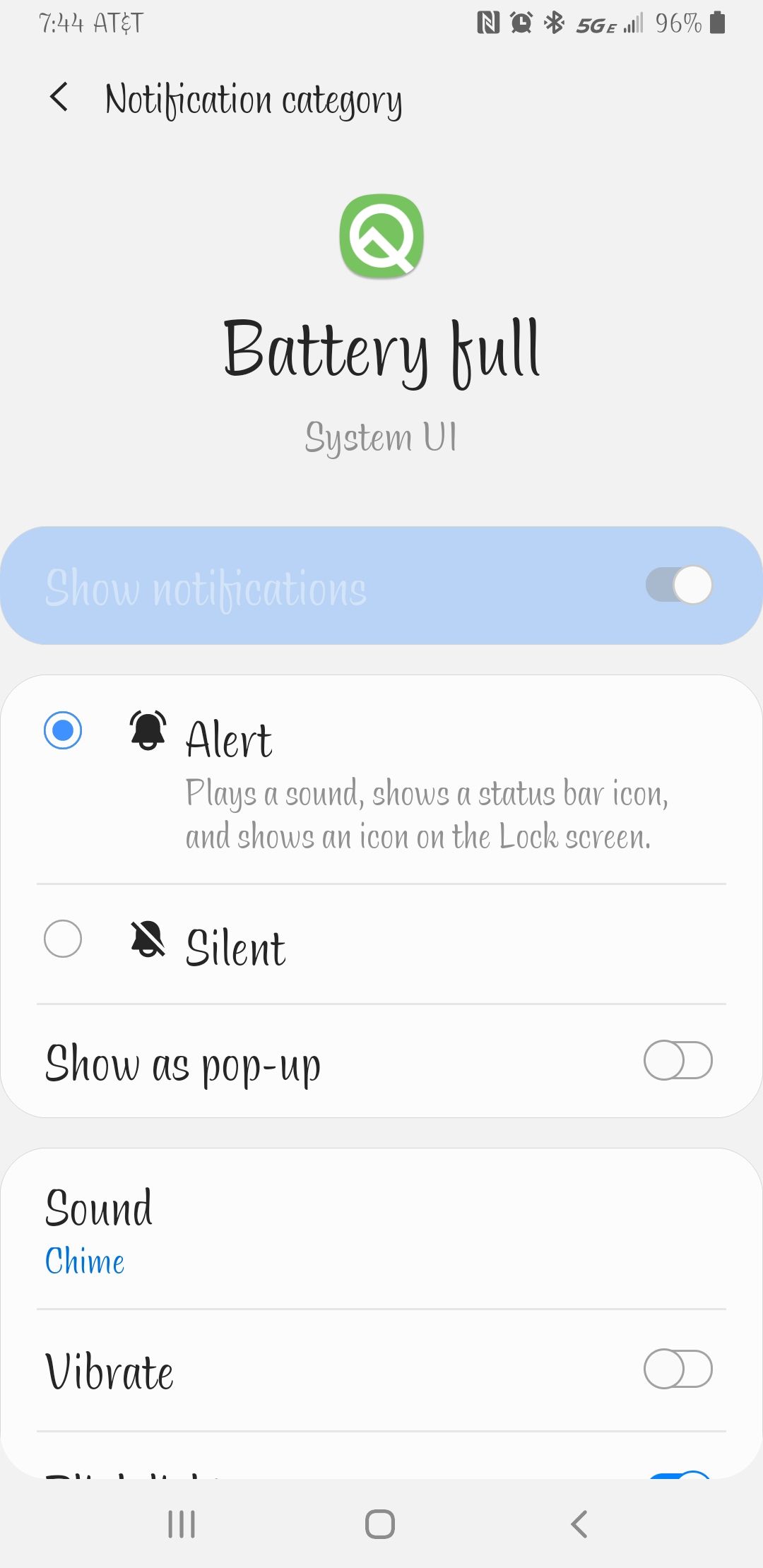 System info "Battery fully charged " notification missing - Samsung ...