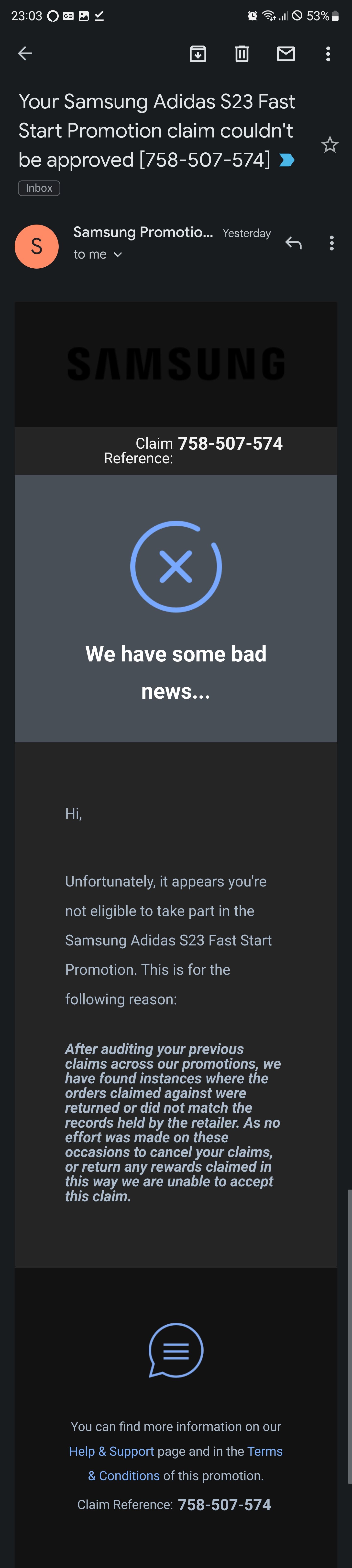 Fraud alert!!! Samsung UK rejected £300 Adidas voucher claim - Samsung Community