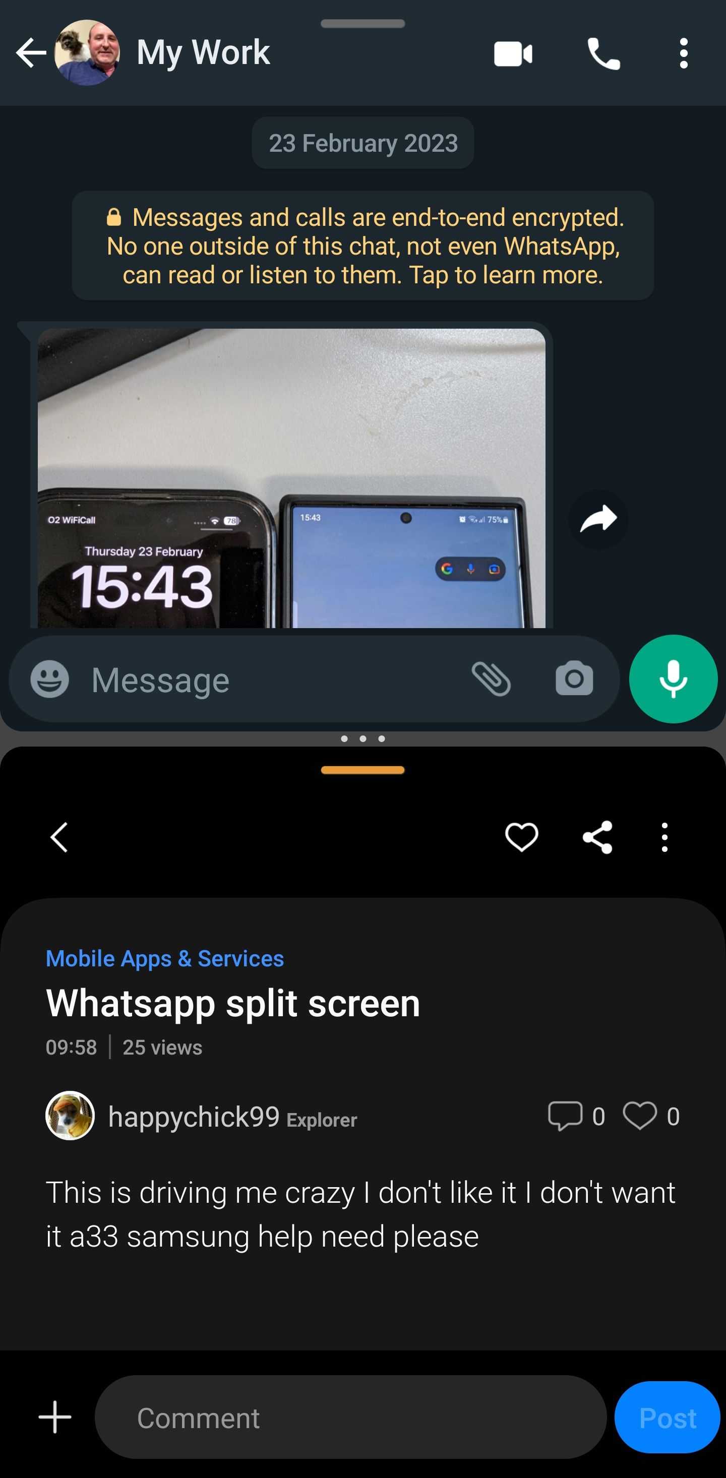 Whatsapp split screen - Samsung Community