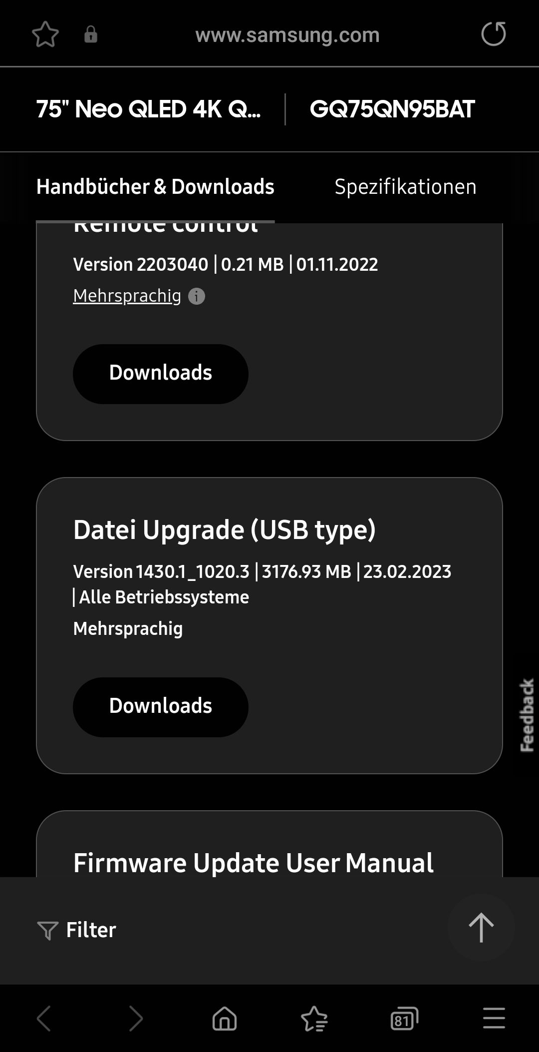 Aktuelle Software bzw. Firmwareversion - Samsung Community