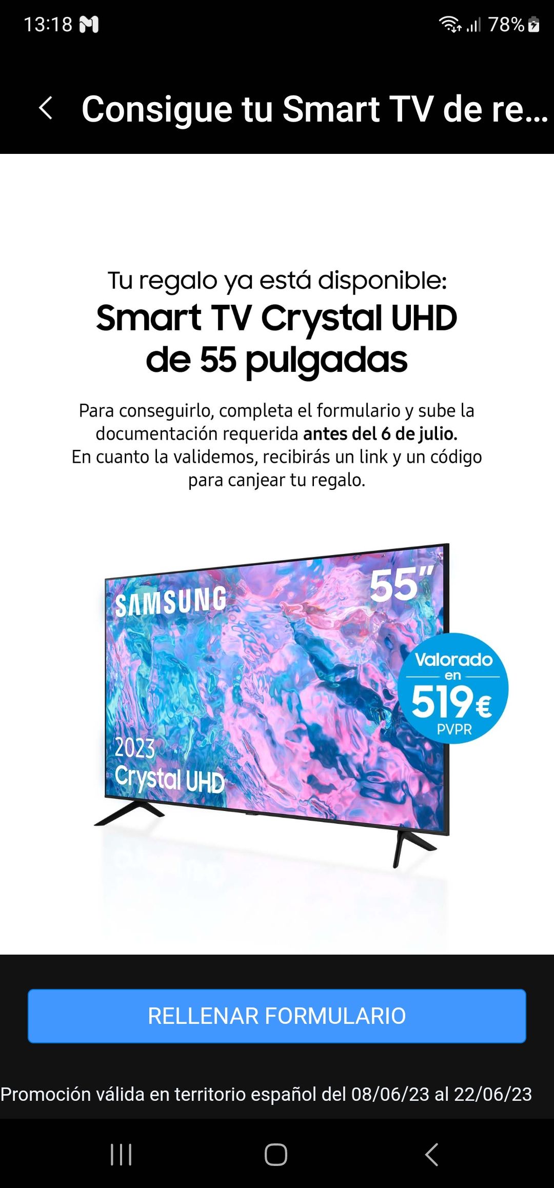 Solucionado: Promoción s23 ultra con TV - Samsung Community