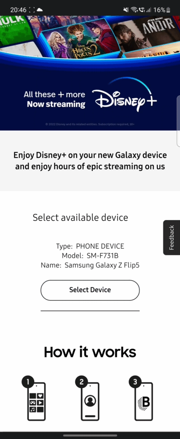 Disney+ Code Promotion - Page 2 - Samsung Community