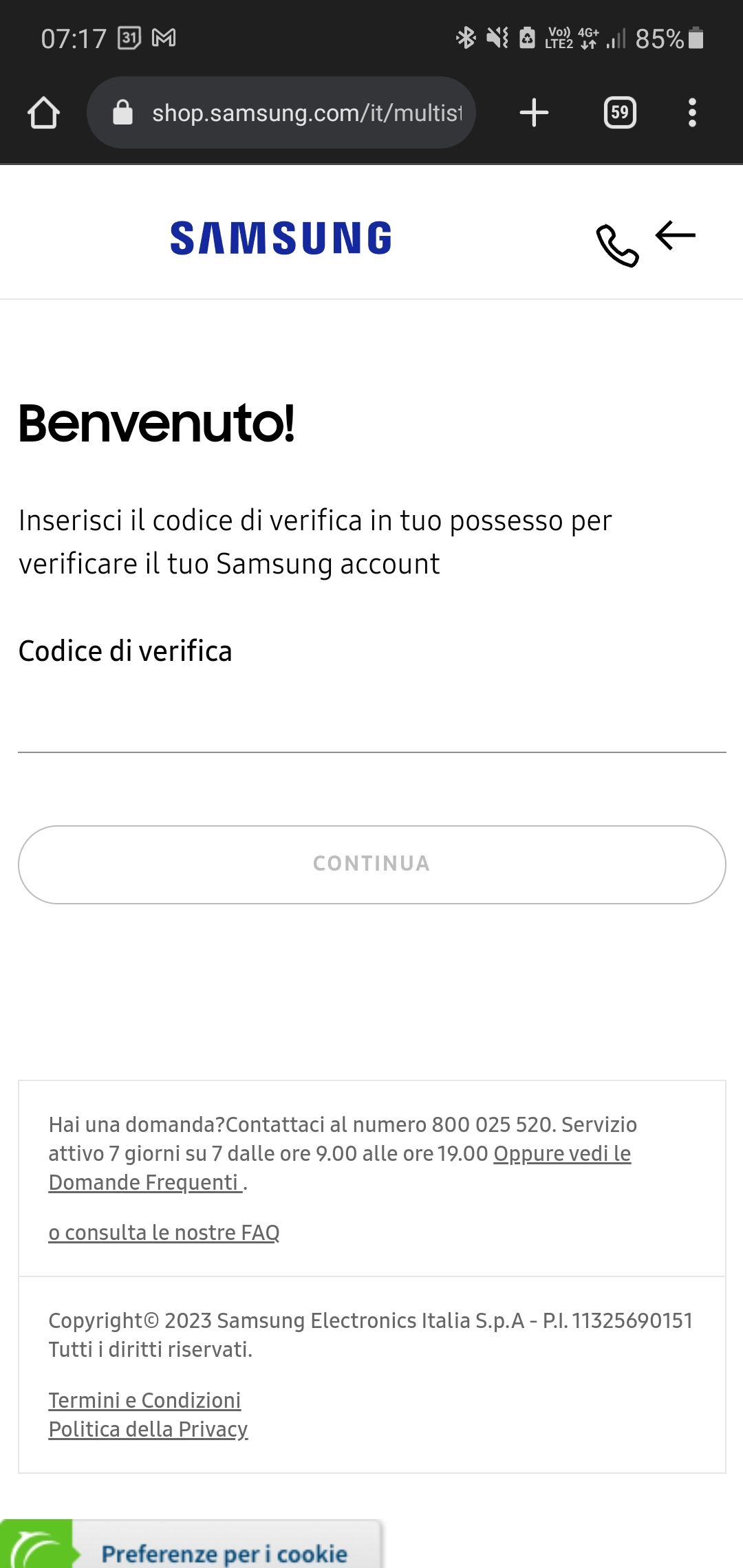 Codice di verifica account corporate benefits - Samsung Community