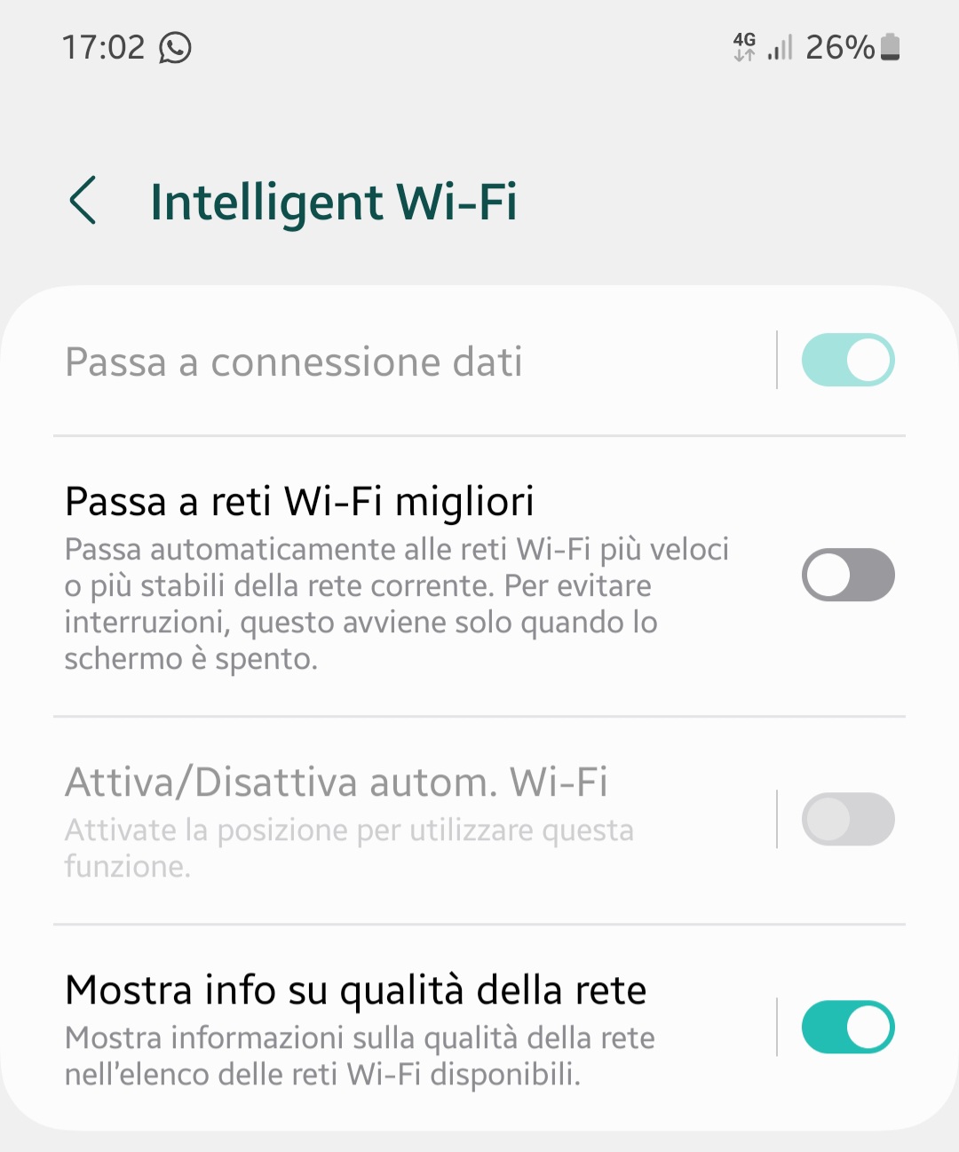 Risolto: Disattivare opzioni Wi-Fi Intelligente - Samsung Community