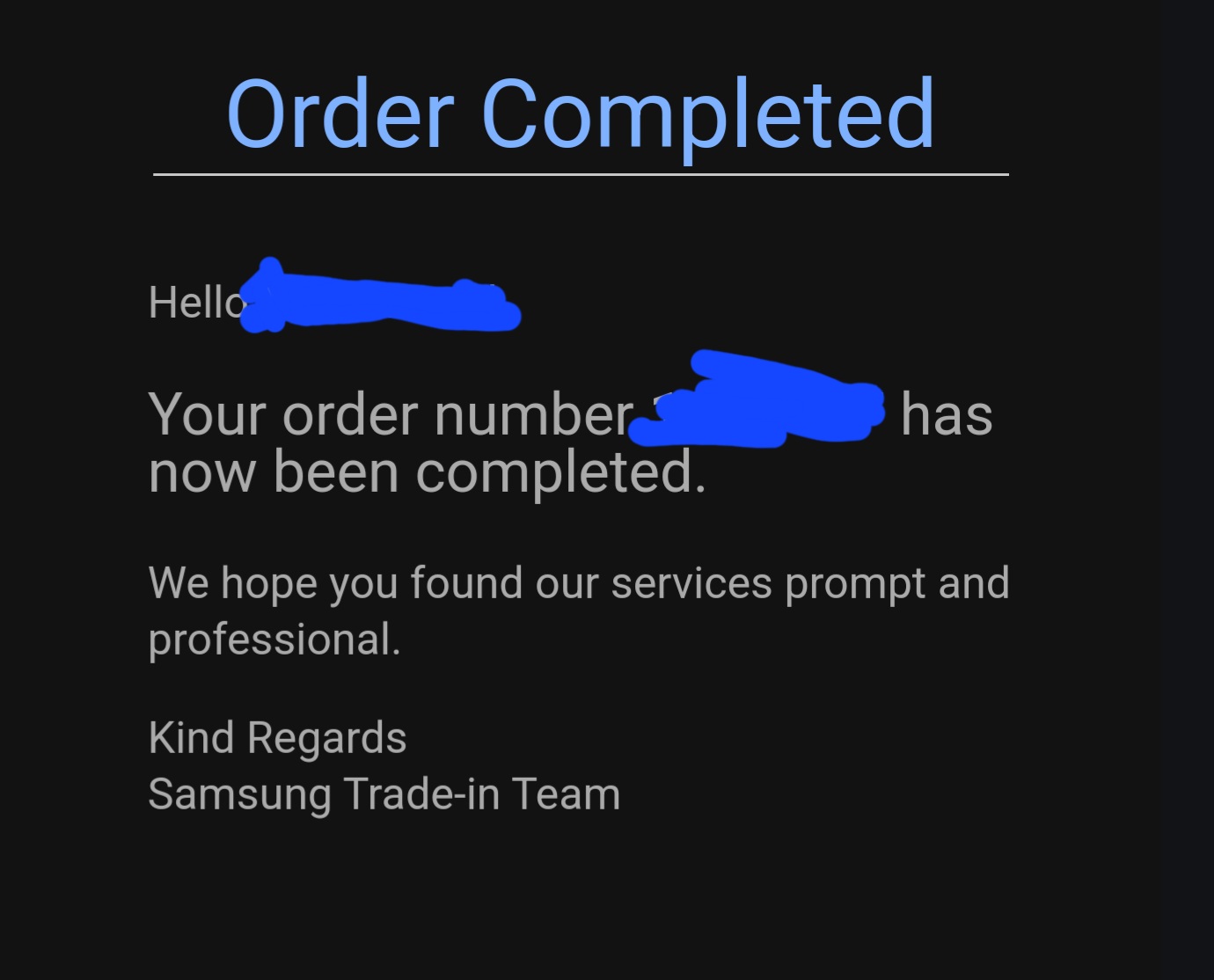 Solved: Trade In Confirmation Query - Samsung Community