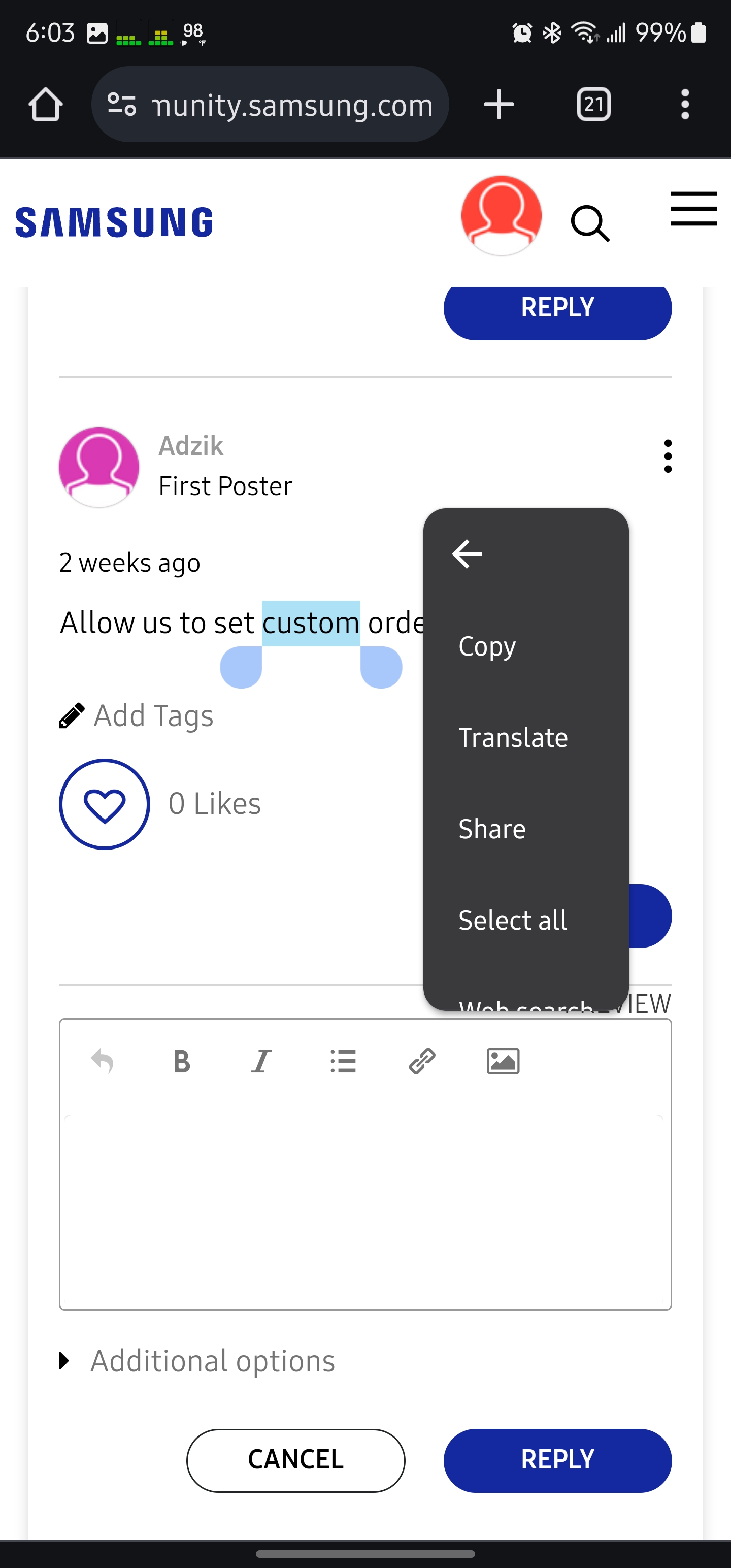 Text highlight context menu - Samsung Community