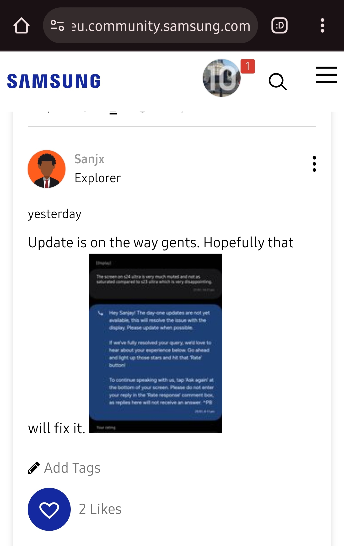 Issue with S24 Ultra screen display - Switch from vivid to natural and ...