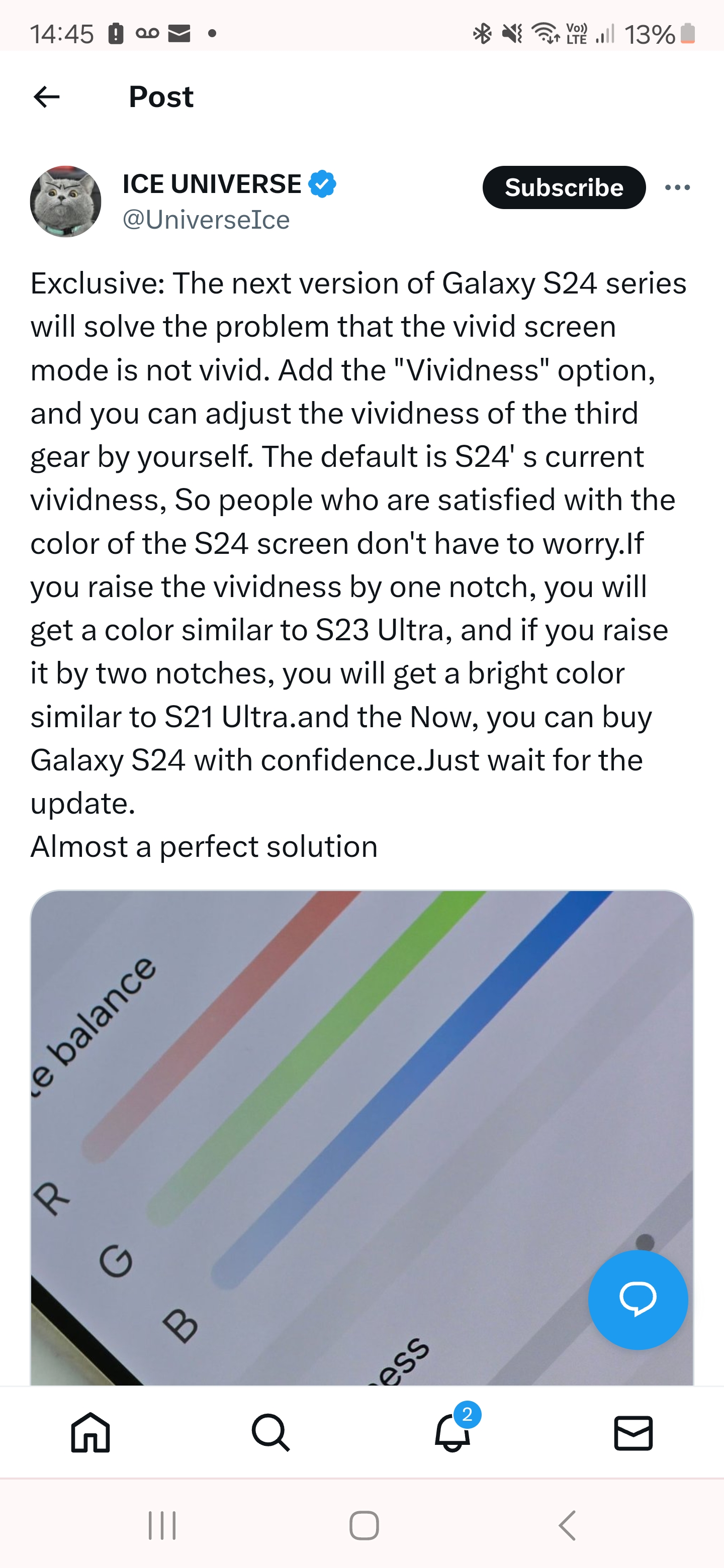 Vivid mode on S24 Ultra has negligible change (Vivid Color Profile ...
