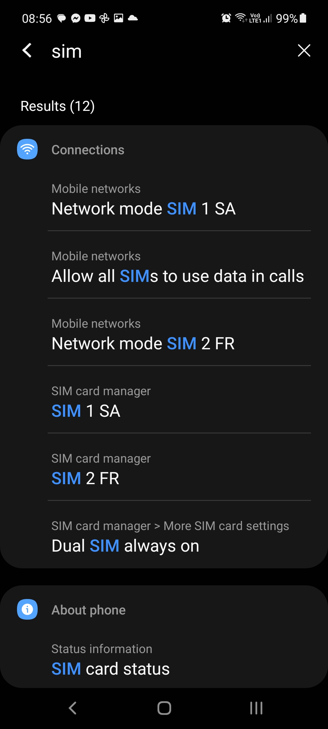 sim card manager not showing in settings a50 - Samsung Community