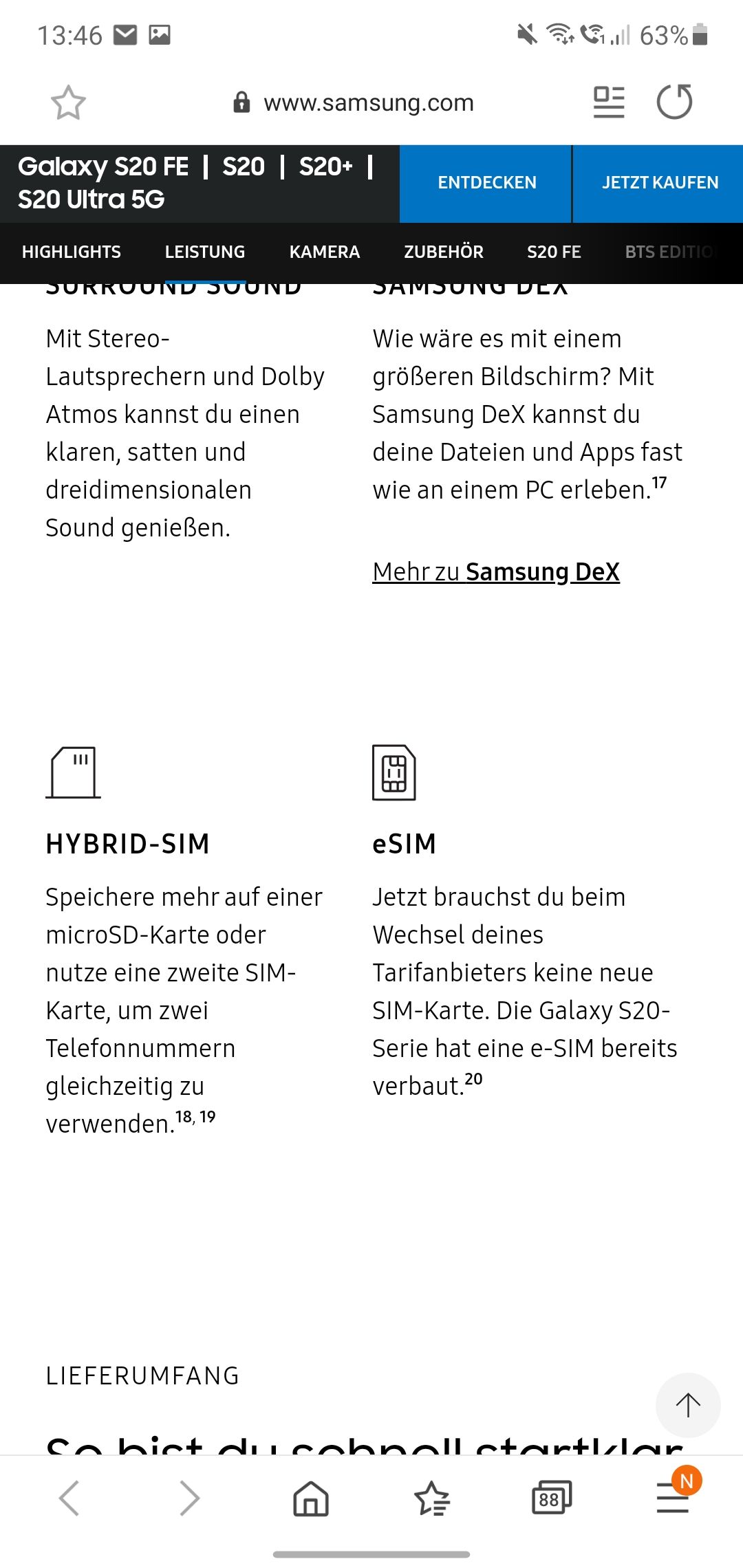 Gelöst: eSIM Samsung S20 FE ja oder nein? - Samsung Community