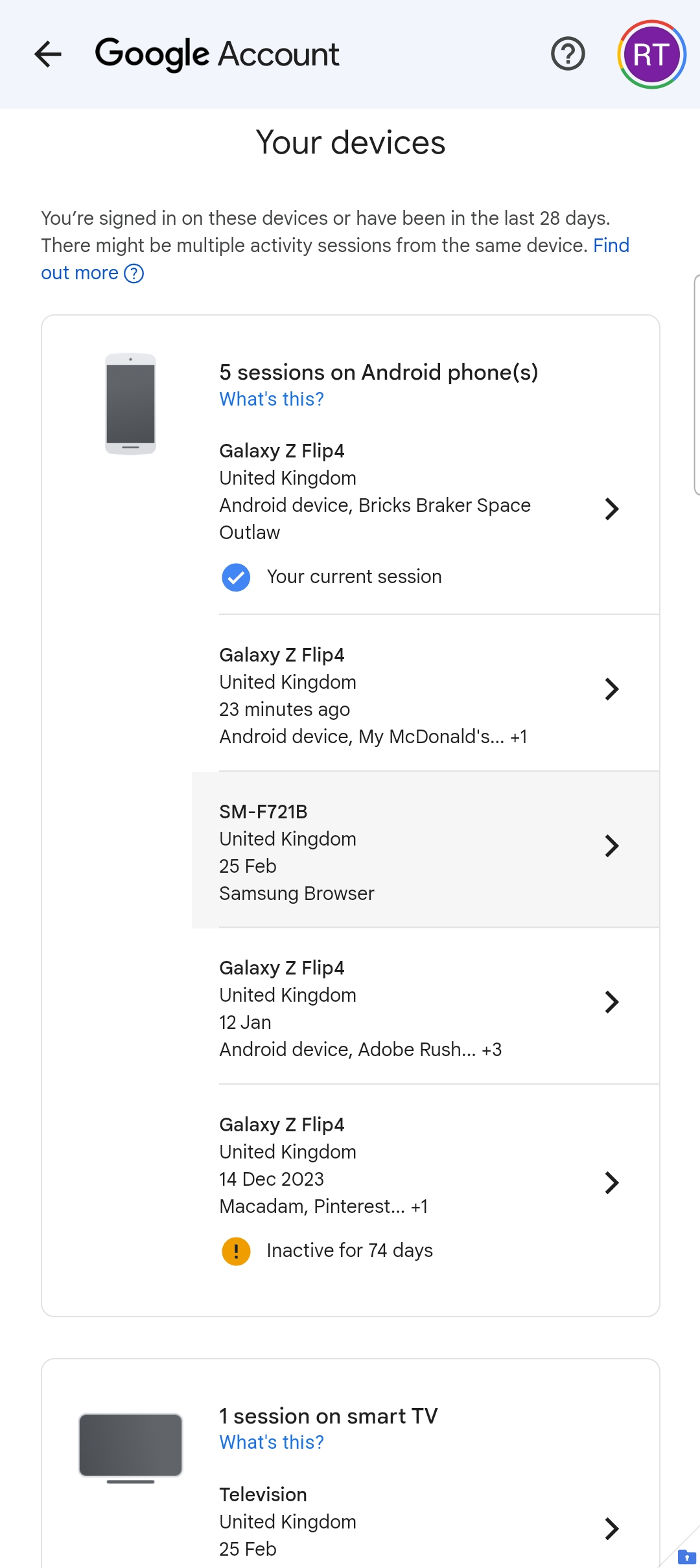 Multiple devices shown on my Google account ??? - Samsung Community
