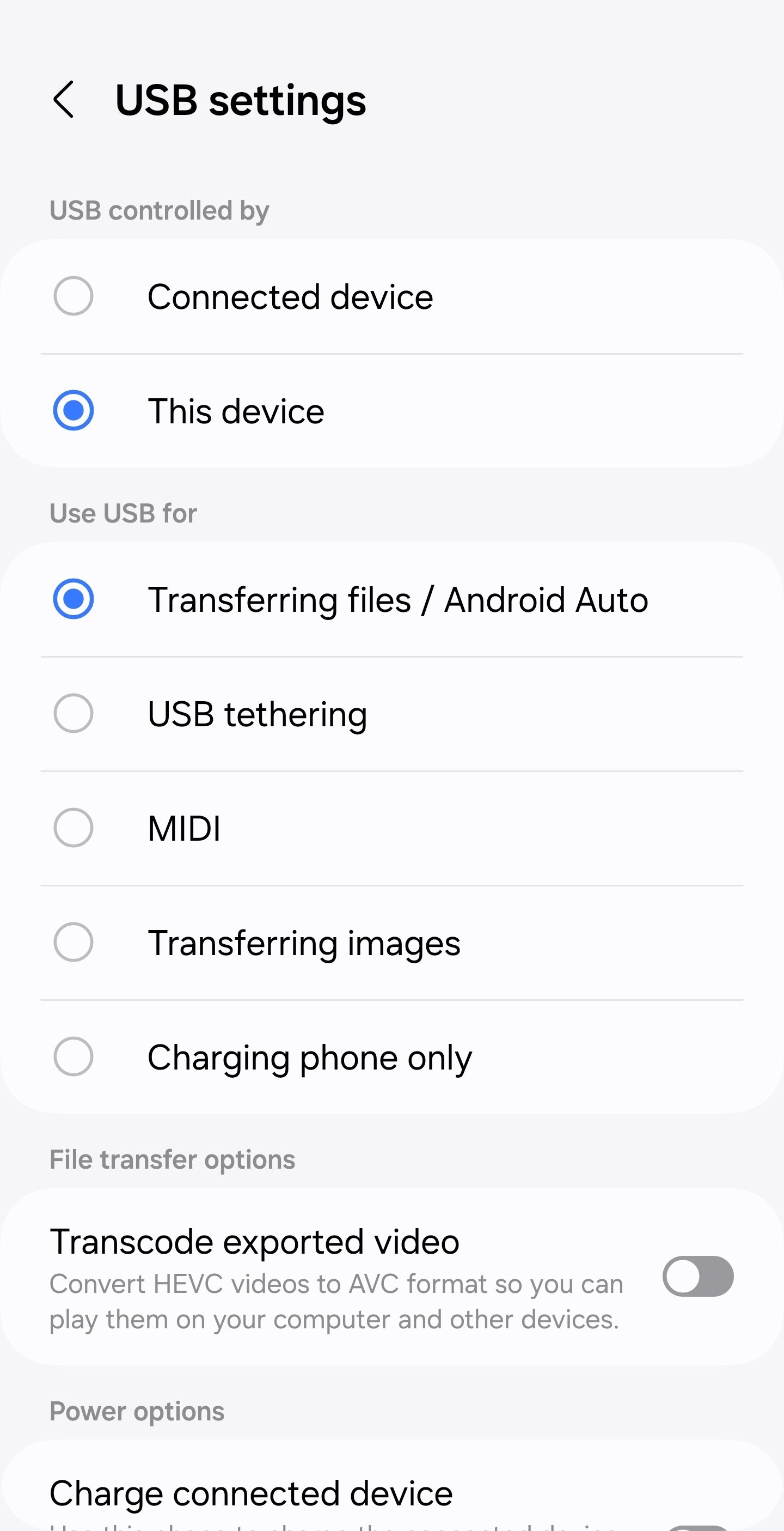 No notification USB menu on S23 Ultra so no OTG, no transfer. Only ...