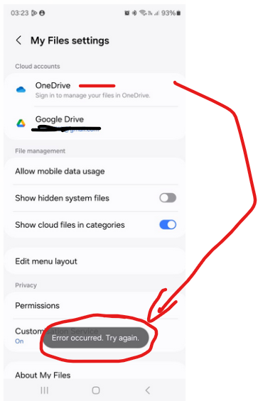 Storage OneDrive Error - Samsung Community