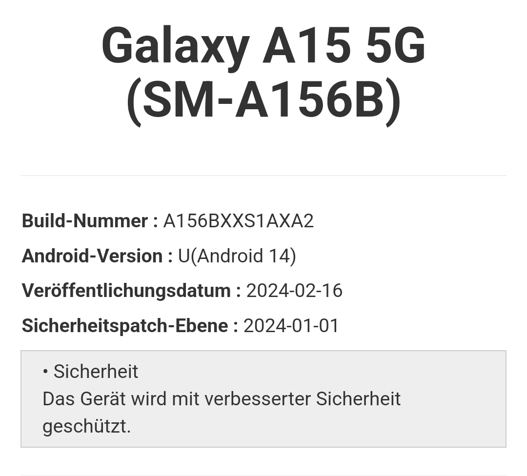 Software Update fürs Galaxy A15 5G - Samsung Community