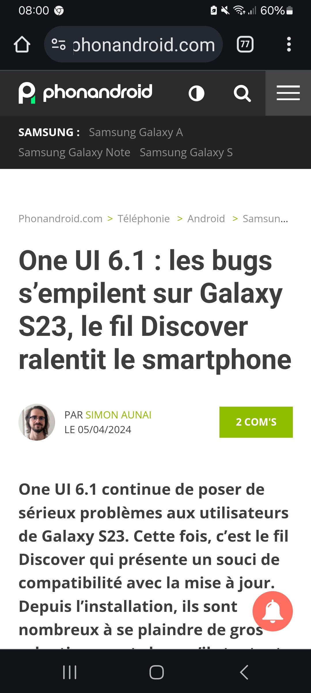 Résolu : ECRAN TACTILE HS DEPUIS MISE A JOUR DU 3 AVRIL 2024 - Page 2 ...