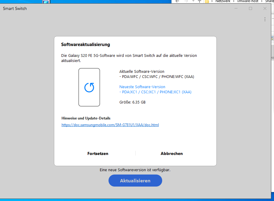S20 FE 5G firmware update with "smart switch" crashing - Samsung Community