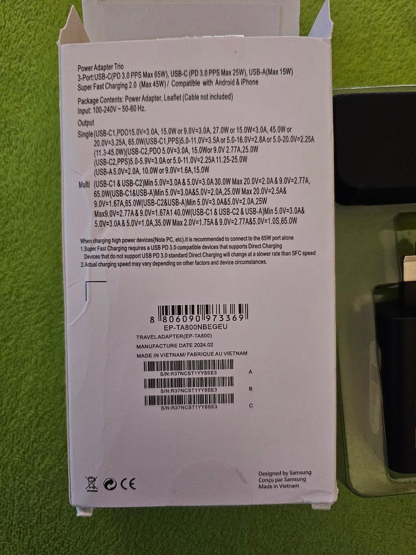 Fake Samsung 65W Trio Universal Power Adapter. - Samsung Community