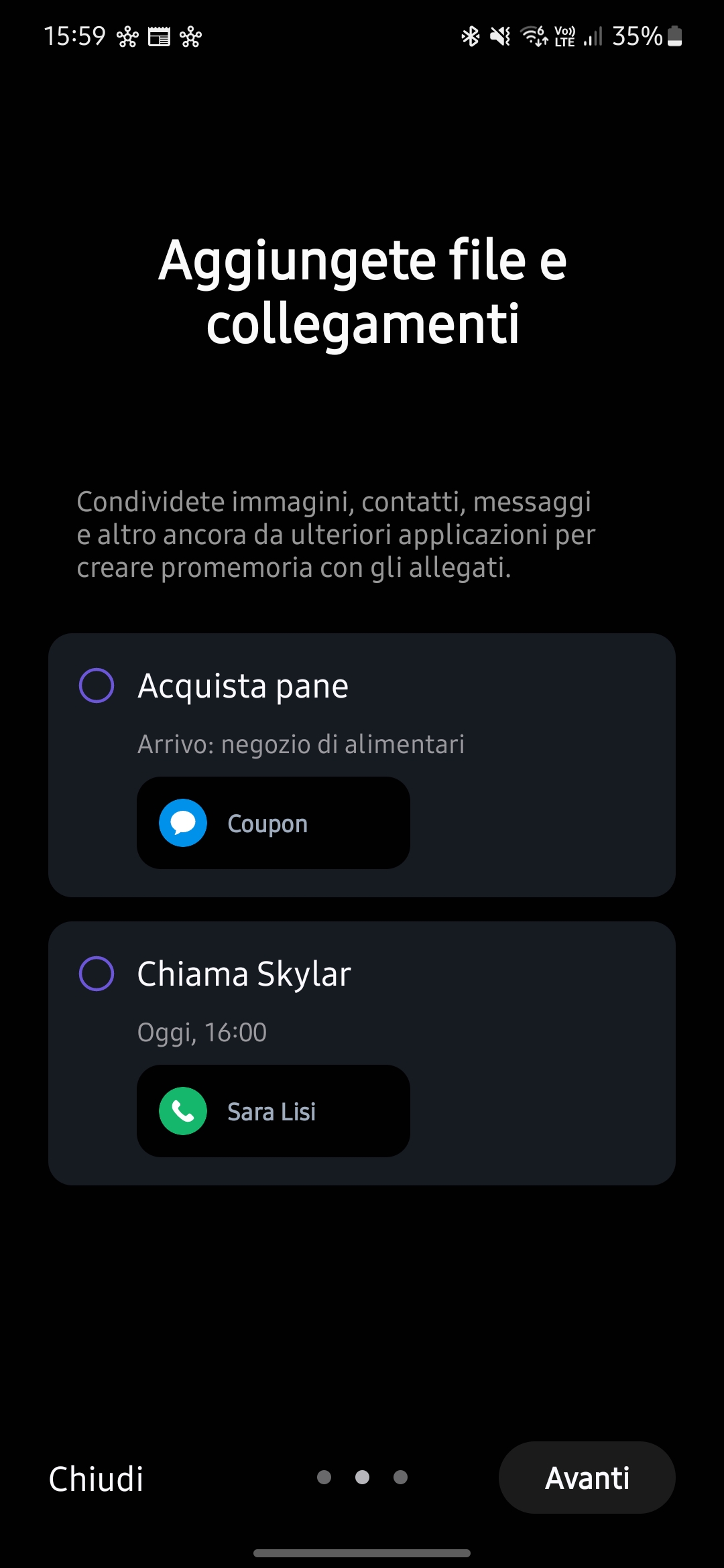 Collegamenti in Promemoria - Samsung Community