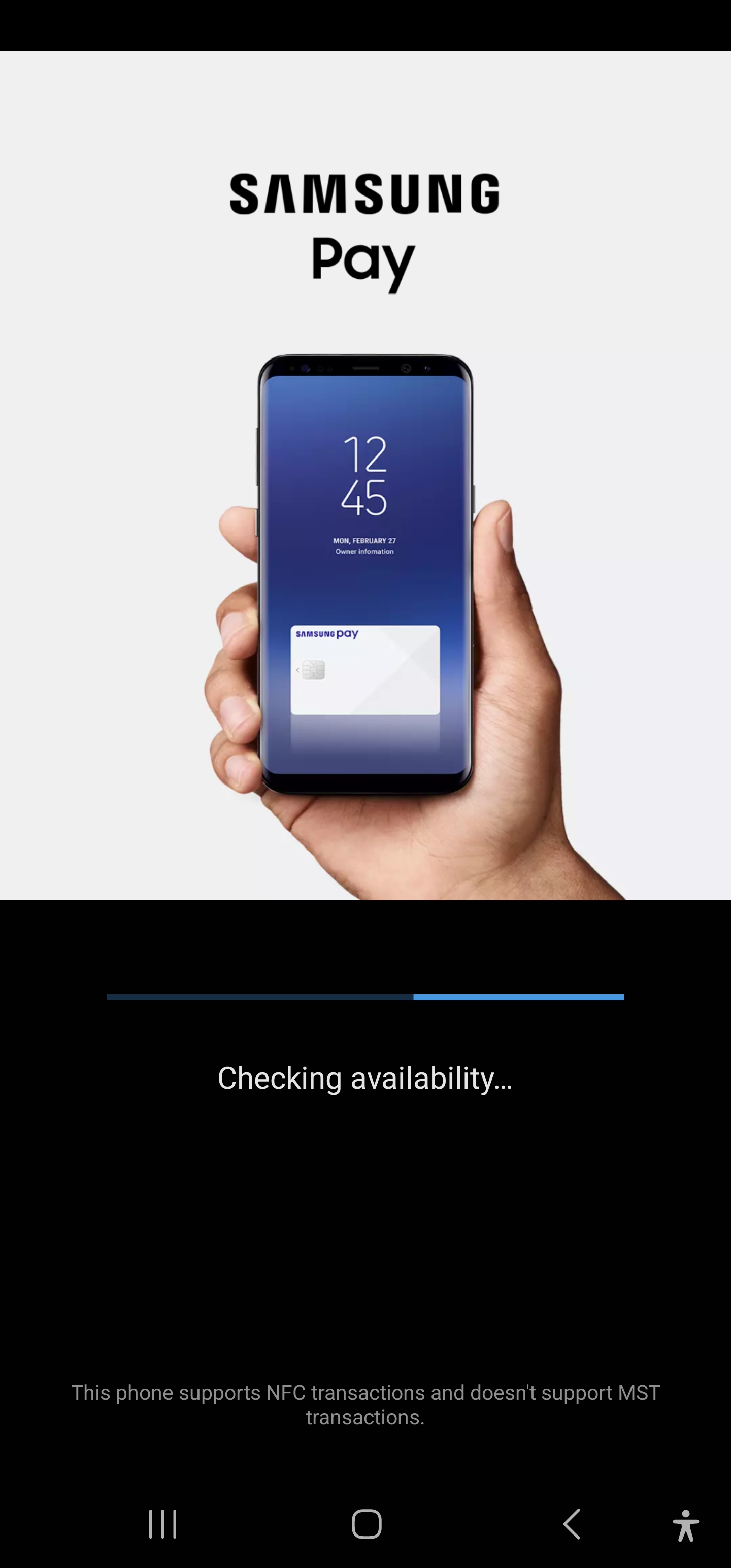 Solved: Samsung pay (This phone supports NFC transactions and doesn't ...