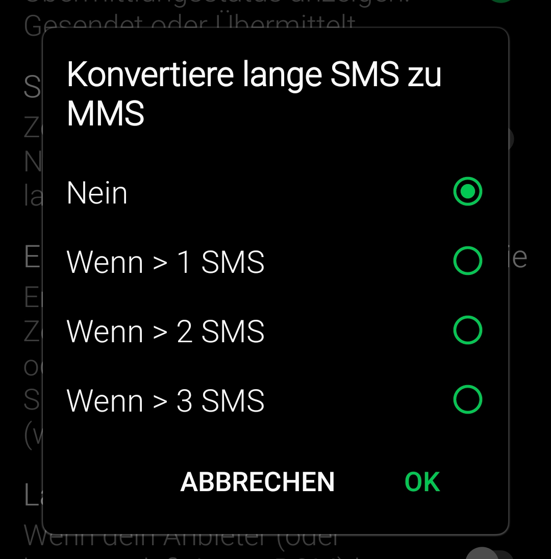 Automatische Umwandlung von SMS in MMS in Google Message App - Samsung ...