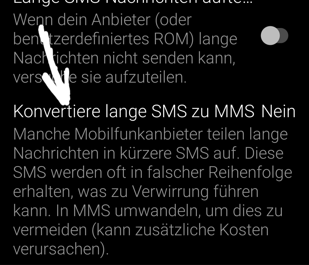 Automatische Umwandlung von SMS in MMS in Google Message App - Samsung ...