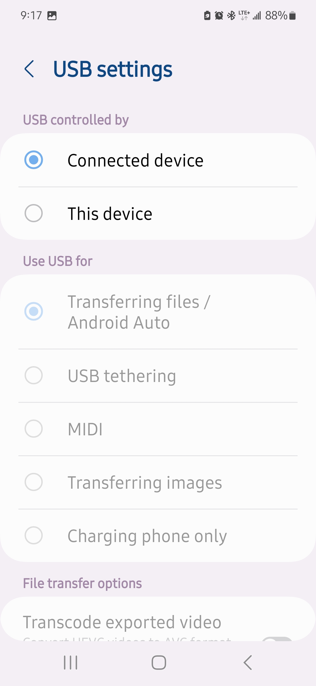 No notification USB menu on S23 Ultra so no OTG, no transfer. Only ...