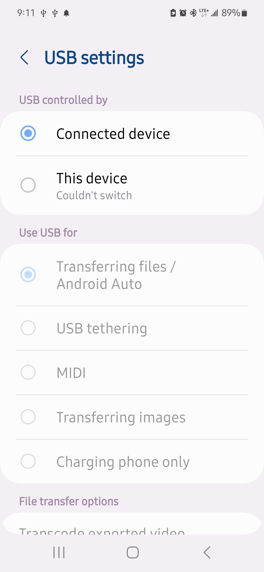 No notification USB menu on S23 Ultra so no OTG, no transfer. Only ...