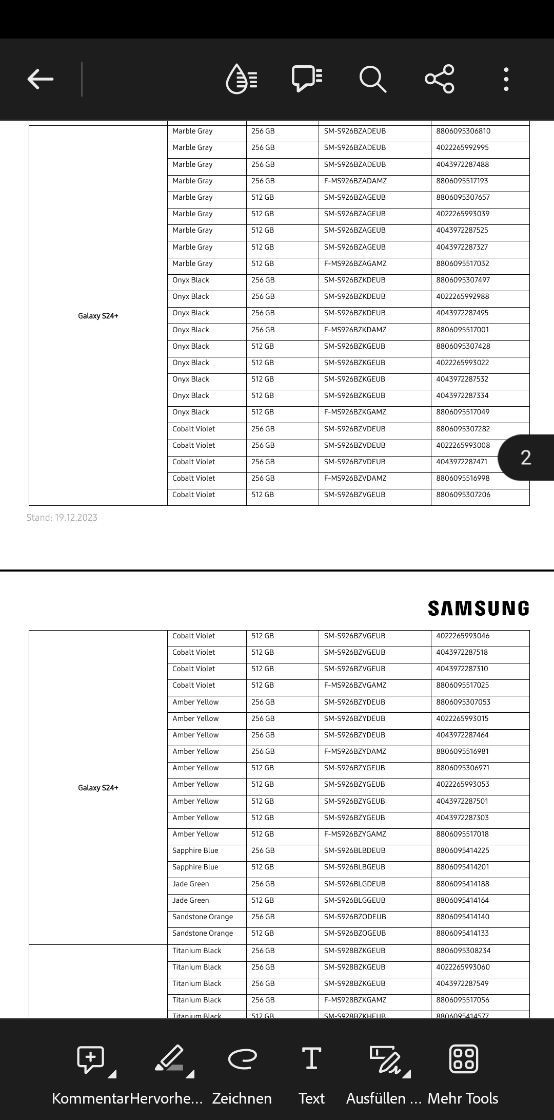 S24+ Modellcodes: EUB, EUE,...? - Samsung Community