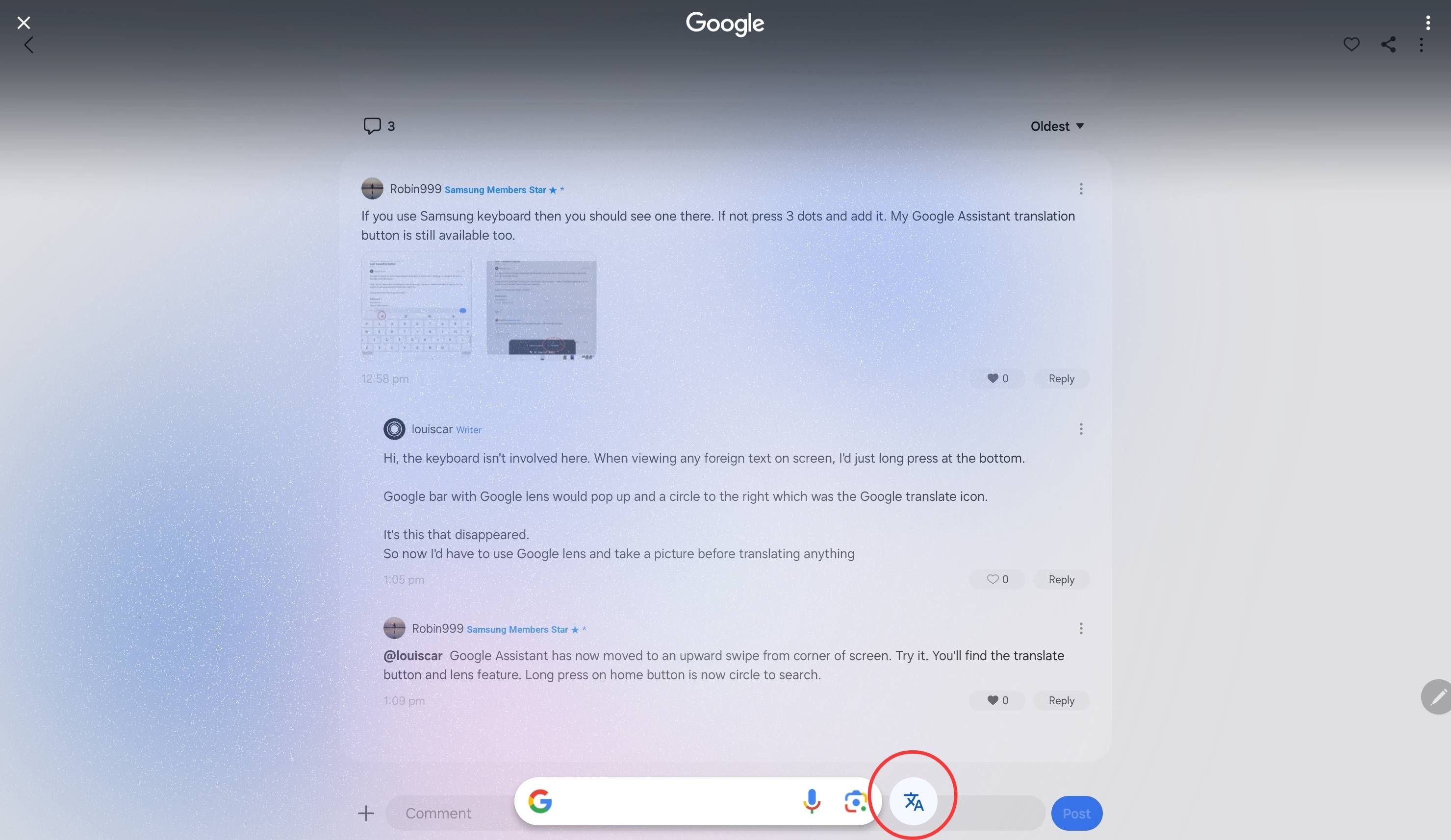 Solved: Lost translation button - Samsung Community