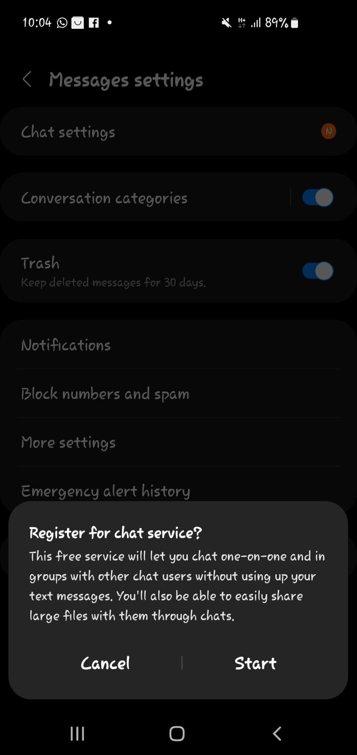 Solved: Samsung Messages Chat registration failed - Samsung Community