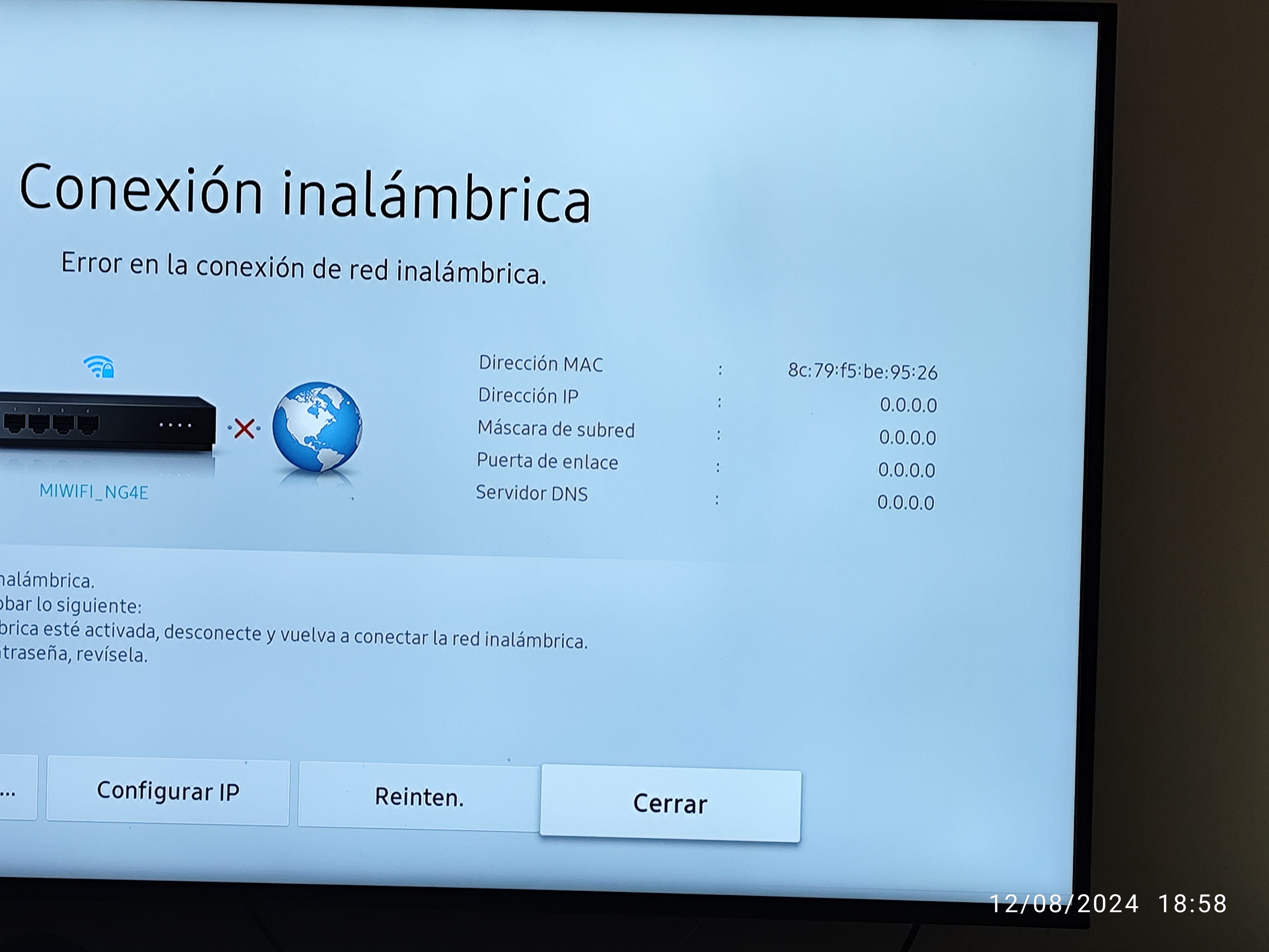 Solucionado: Error 107 - Samsung Community