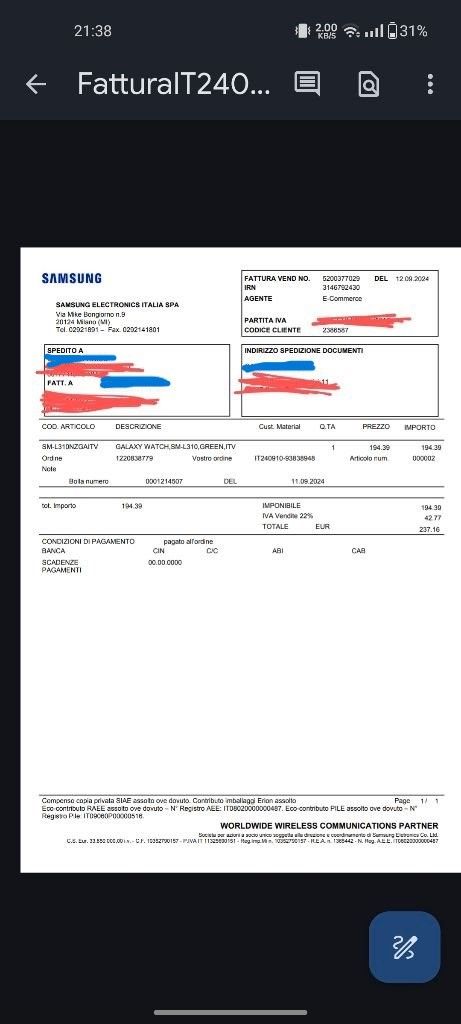 verifica fattura - Samsung Community