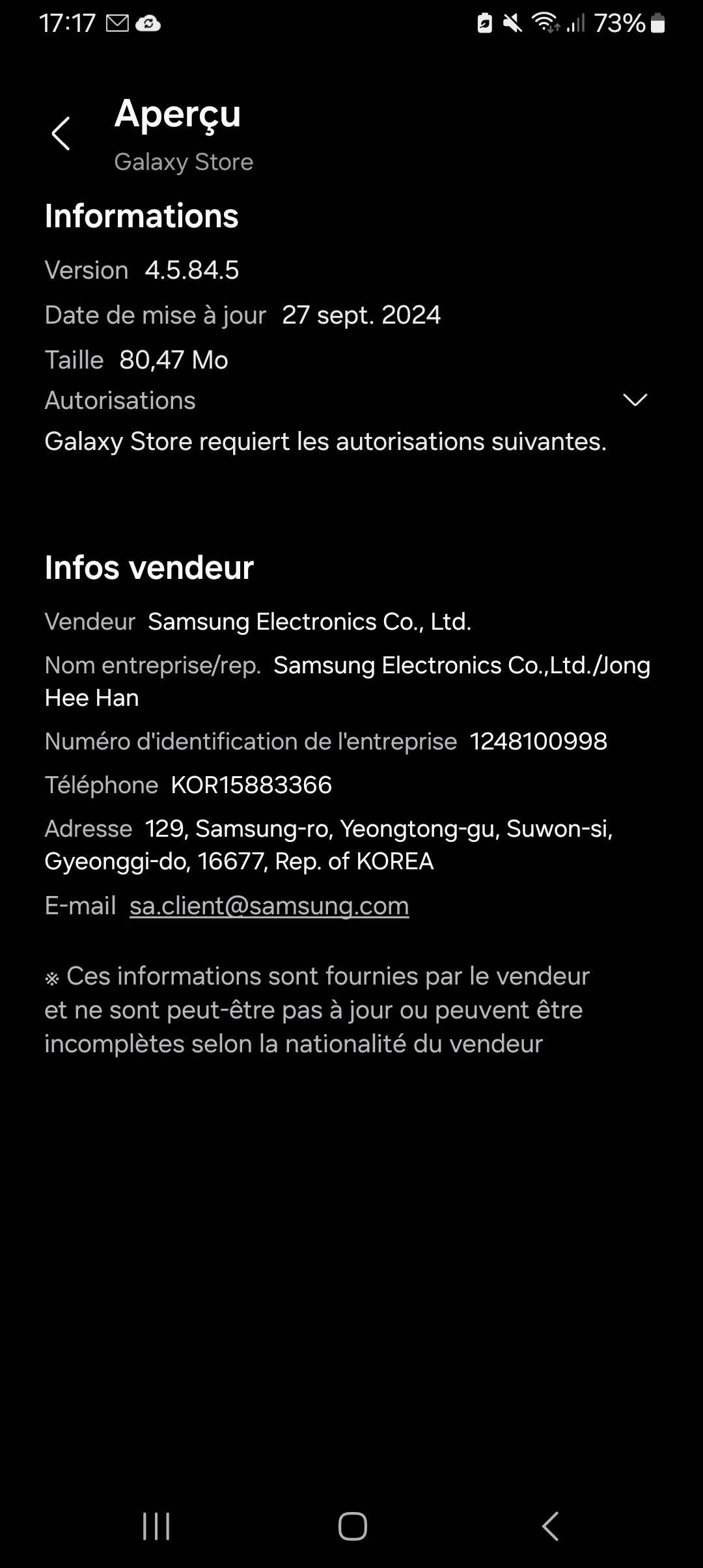 Résolu : Re: Galaxy Store v4.5.84.5 plante systématiquement ...