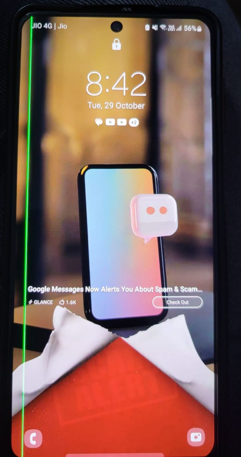 Vertical green line on my screen - Samsung Community