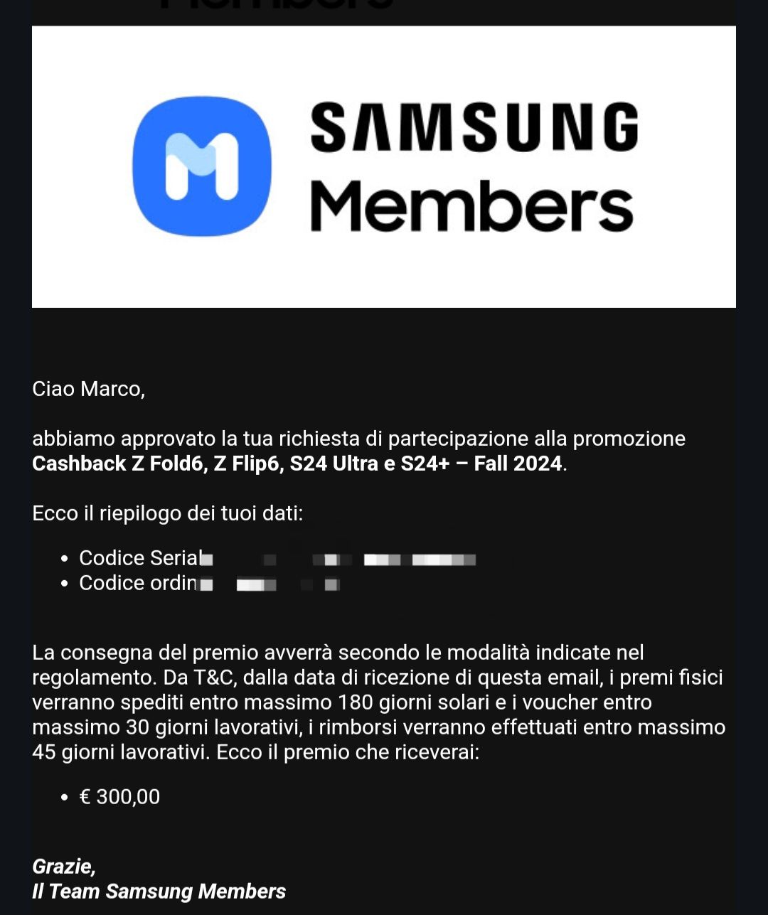 Approvazione Cashback s24 ultra - Samsung Community