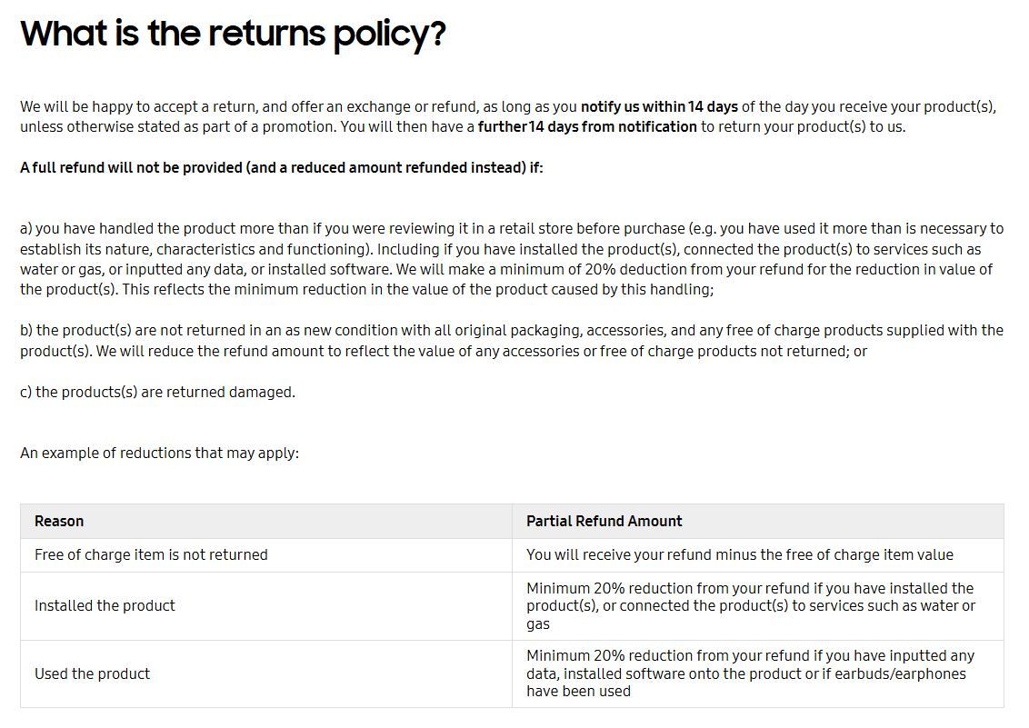 Updated Samsung return policy in UK - Samsung Community